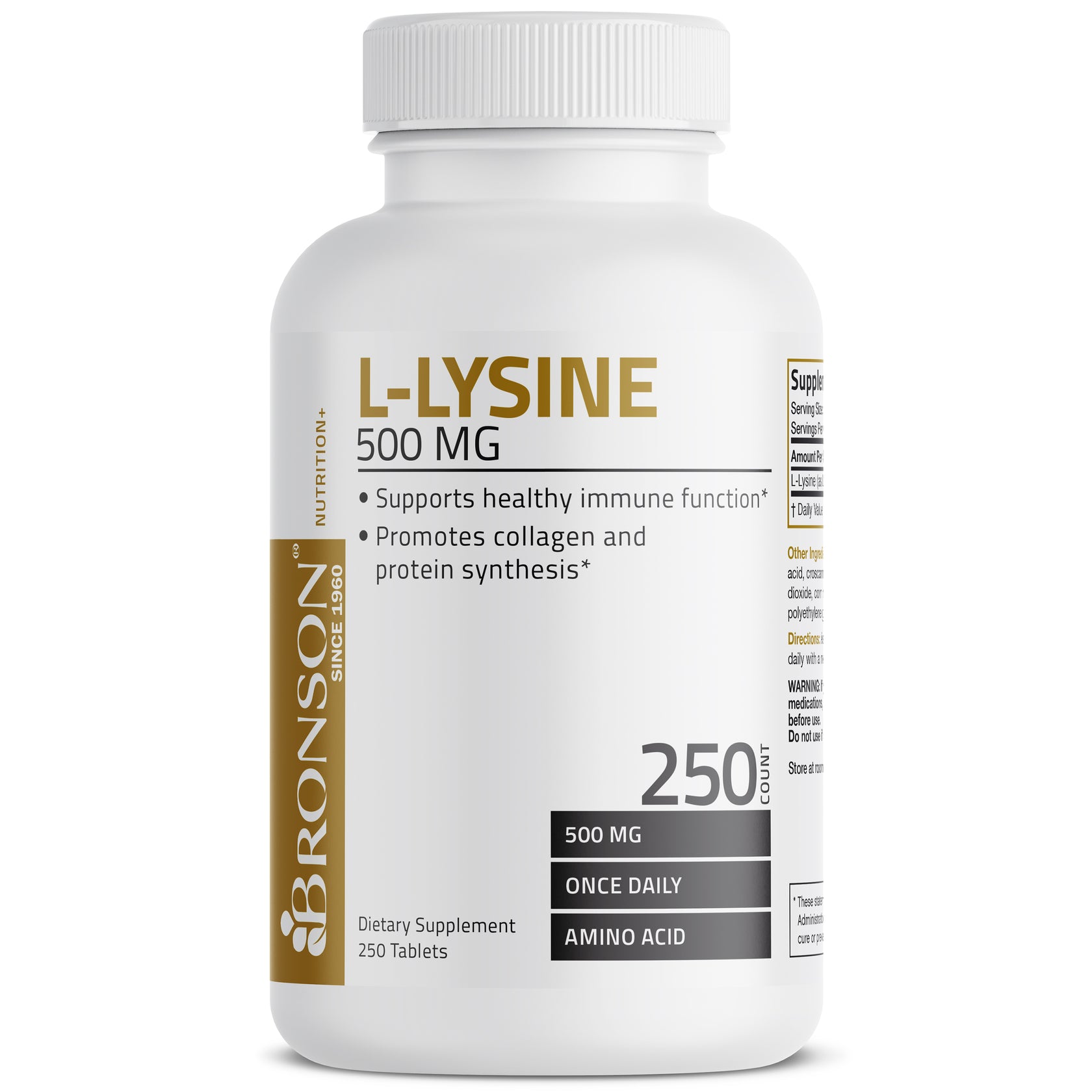 Bronson L-Lysine - 500 mg - 250 Tablets | Vitamins & Supplements ...