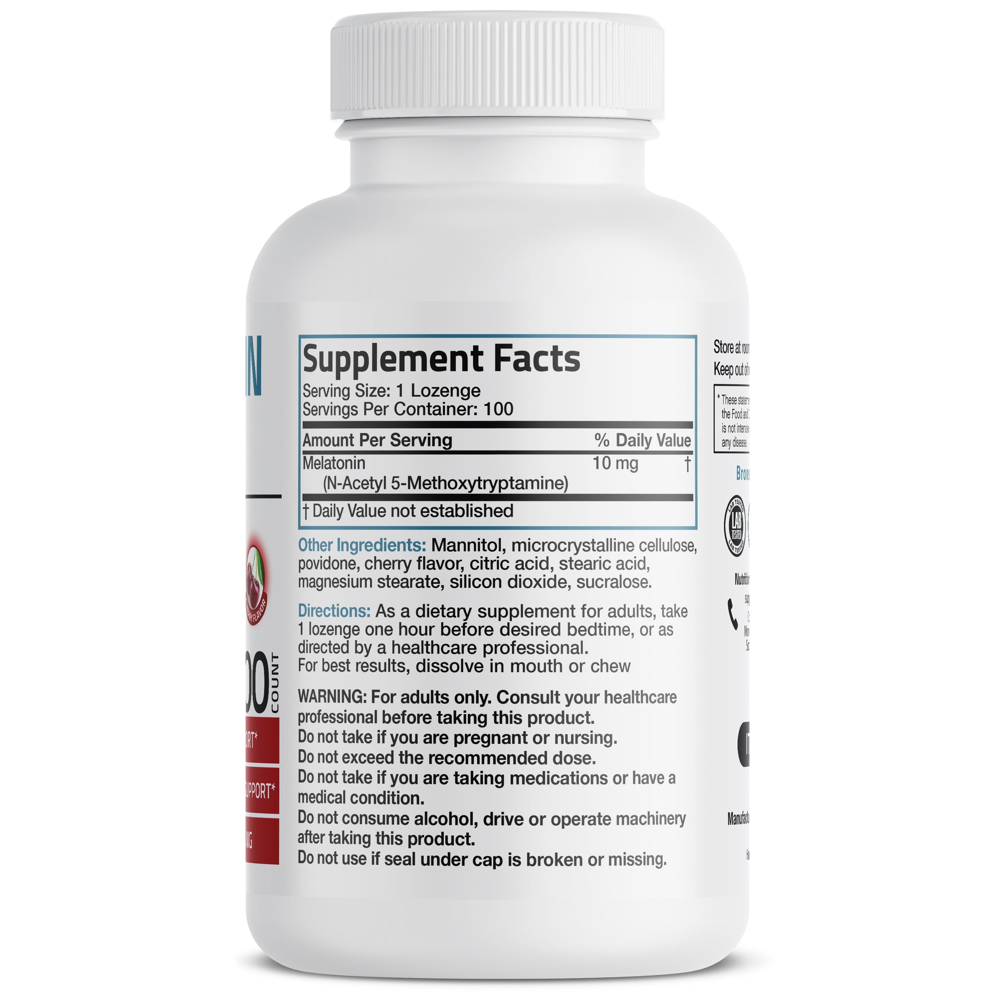 Melatonin Cherry 100 Tablets | Sleep Support | Bronson Vitamins ...