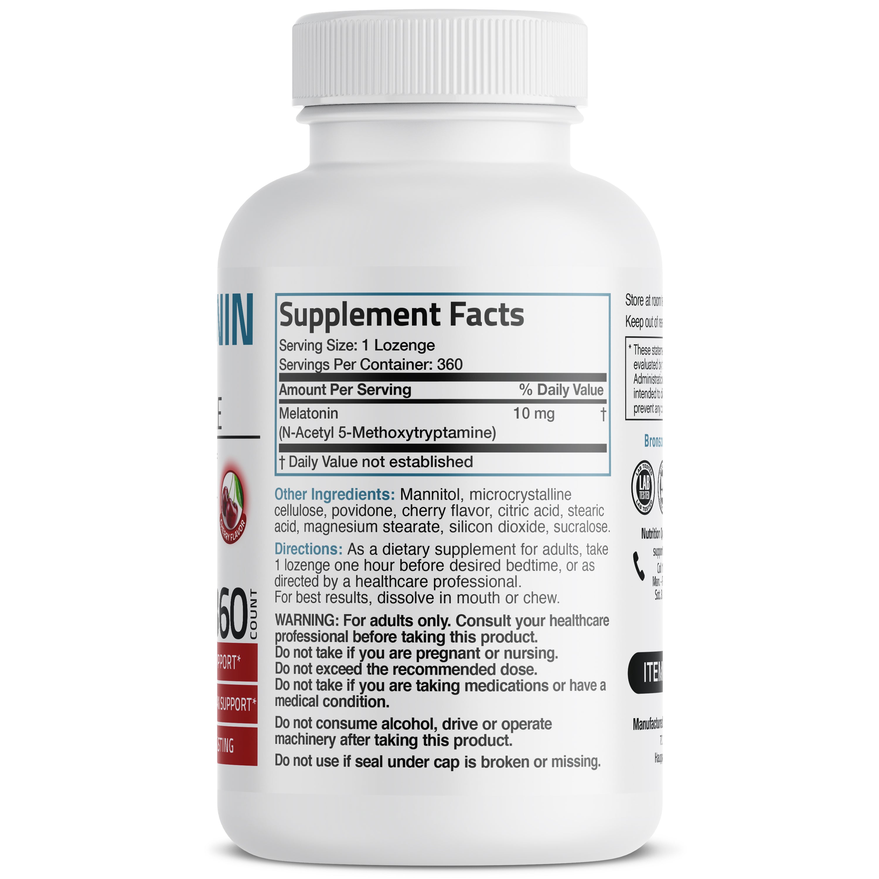 Melatonin Cherry 100 Tablets | Sleep Support | Bronson Vitamins ...