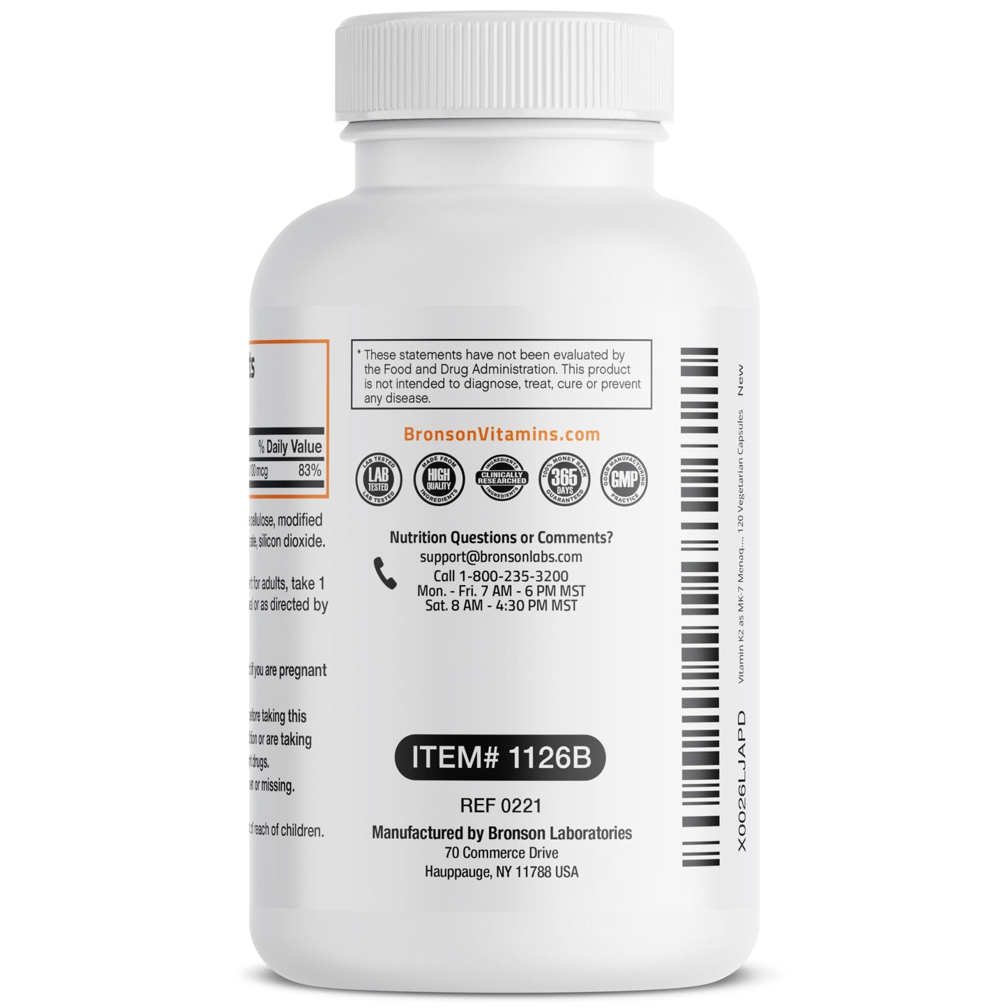 Bronson Vitamin K2 MK-7 - 100 mcg - 120 Vegetarian Capsules | Vitamins ...