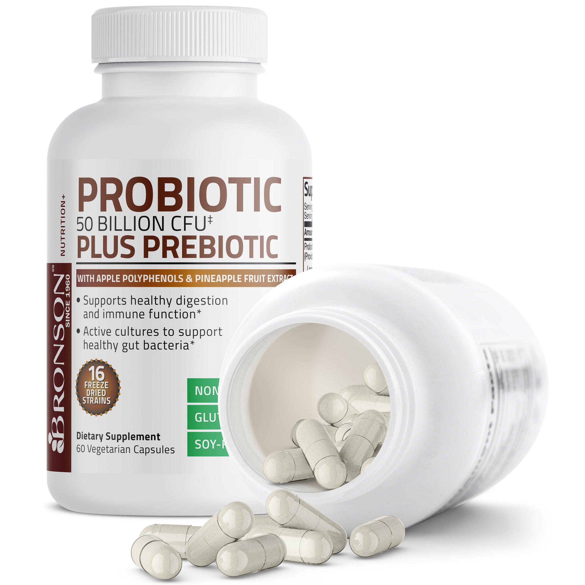 Bronson Probiotic Plus Prebiotic - 50 Billion CFU - 60 Vegetarian ...