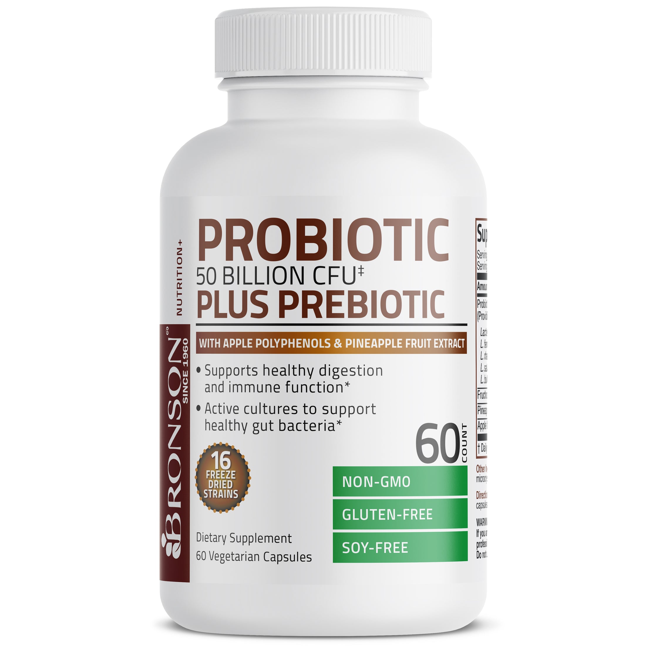 Bronson Probiotic Plus Prebiotic - 50 Billion CFU - 60 Vegetarian ...