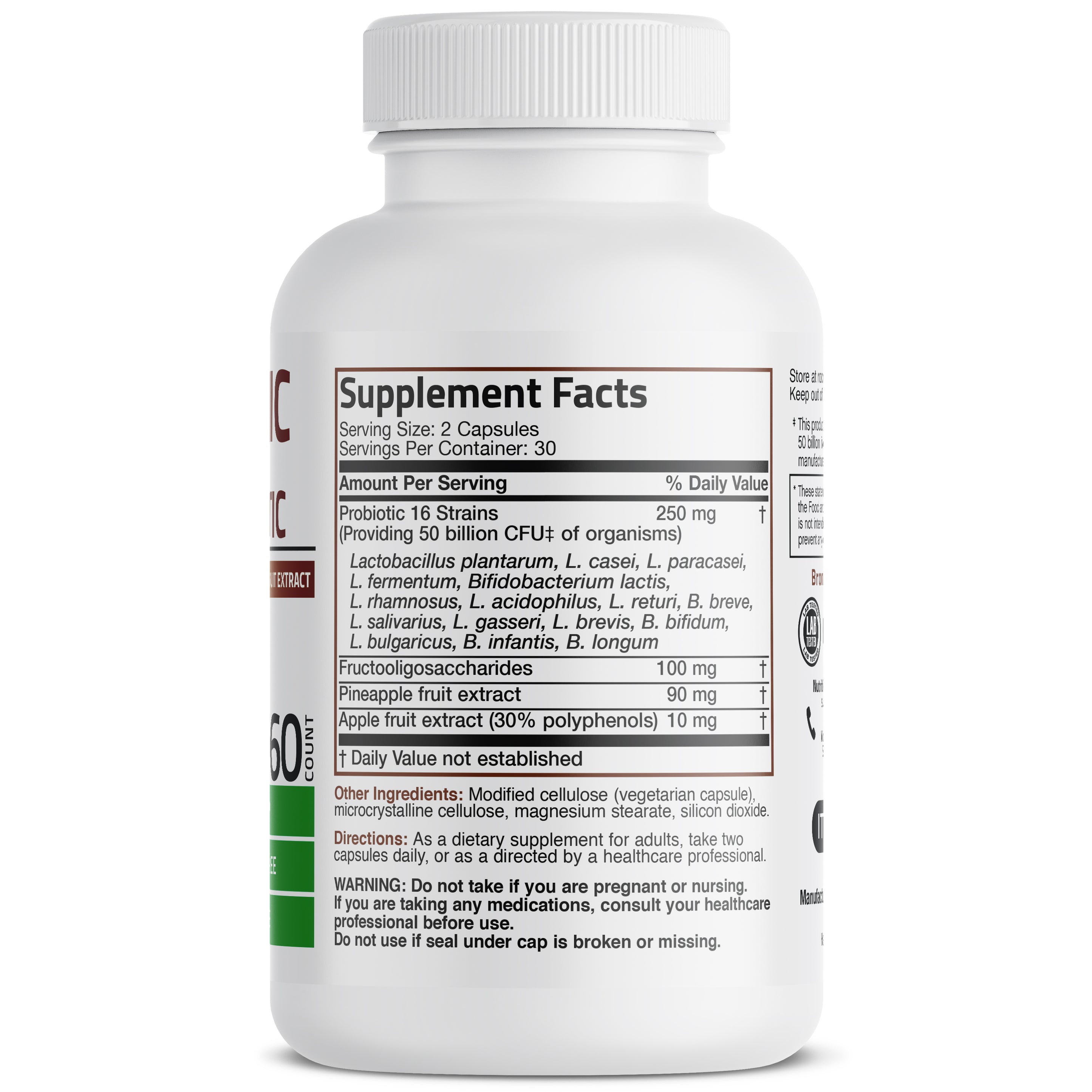 Bronson Probiotic Plus Prebiotic - 50 Billion CFU - 60 Vegetarian ...