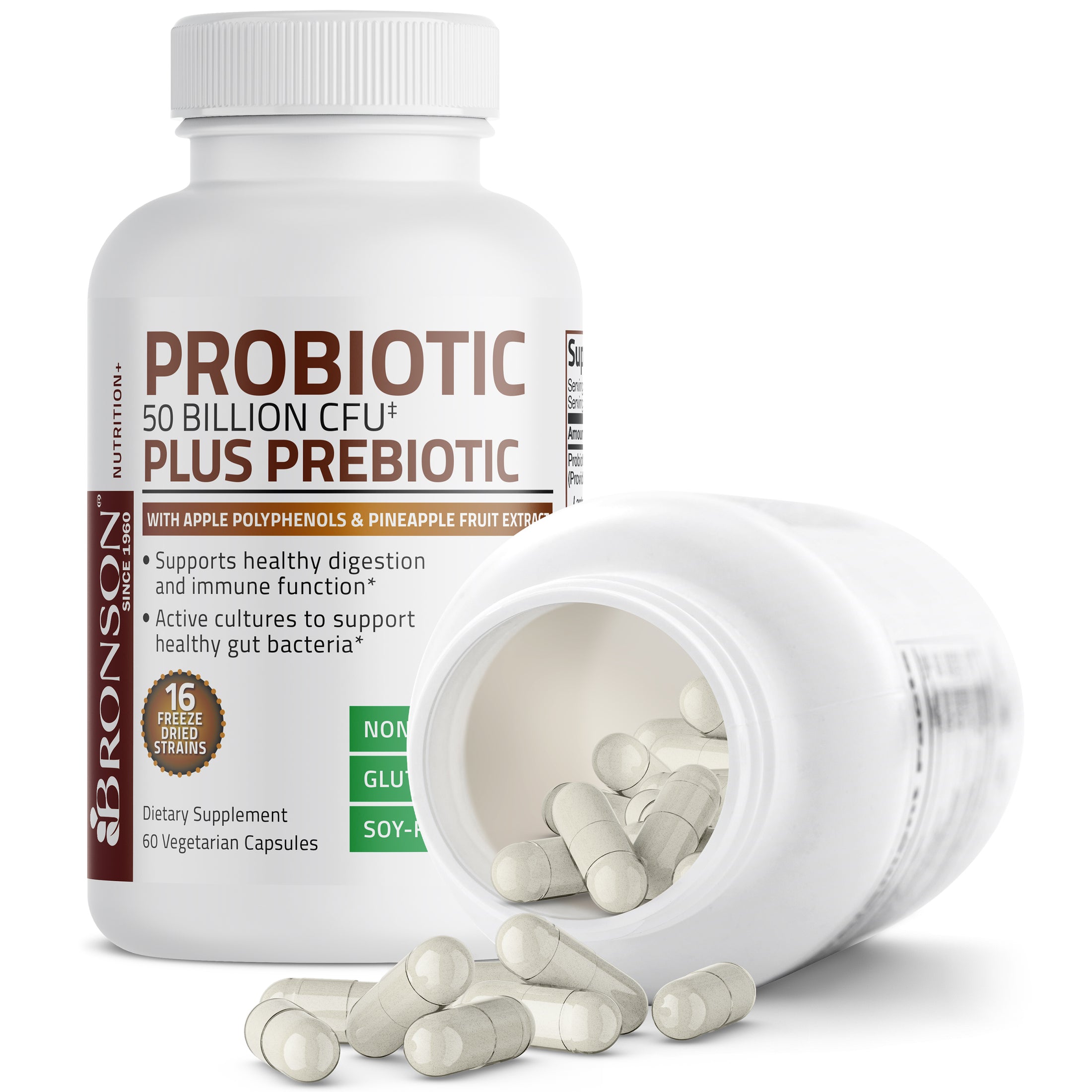 Bronson Probiotic Plus Prebiotic - 50 Billion CFU - 60 Vegetarian ...