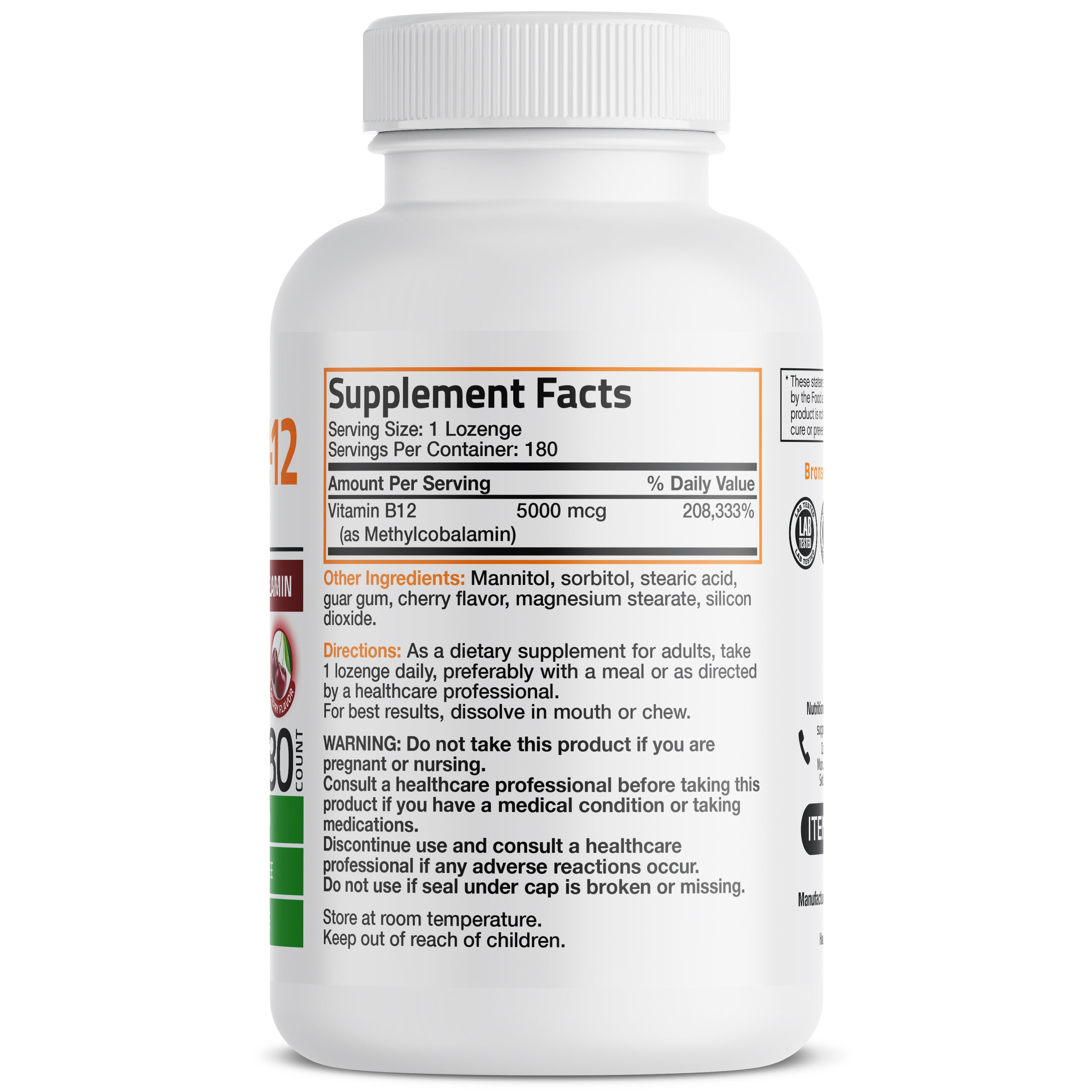 Bronson Methyl B12 Fast Dissolve Sublingual - Cherry - 5,000 mcg ...