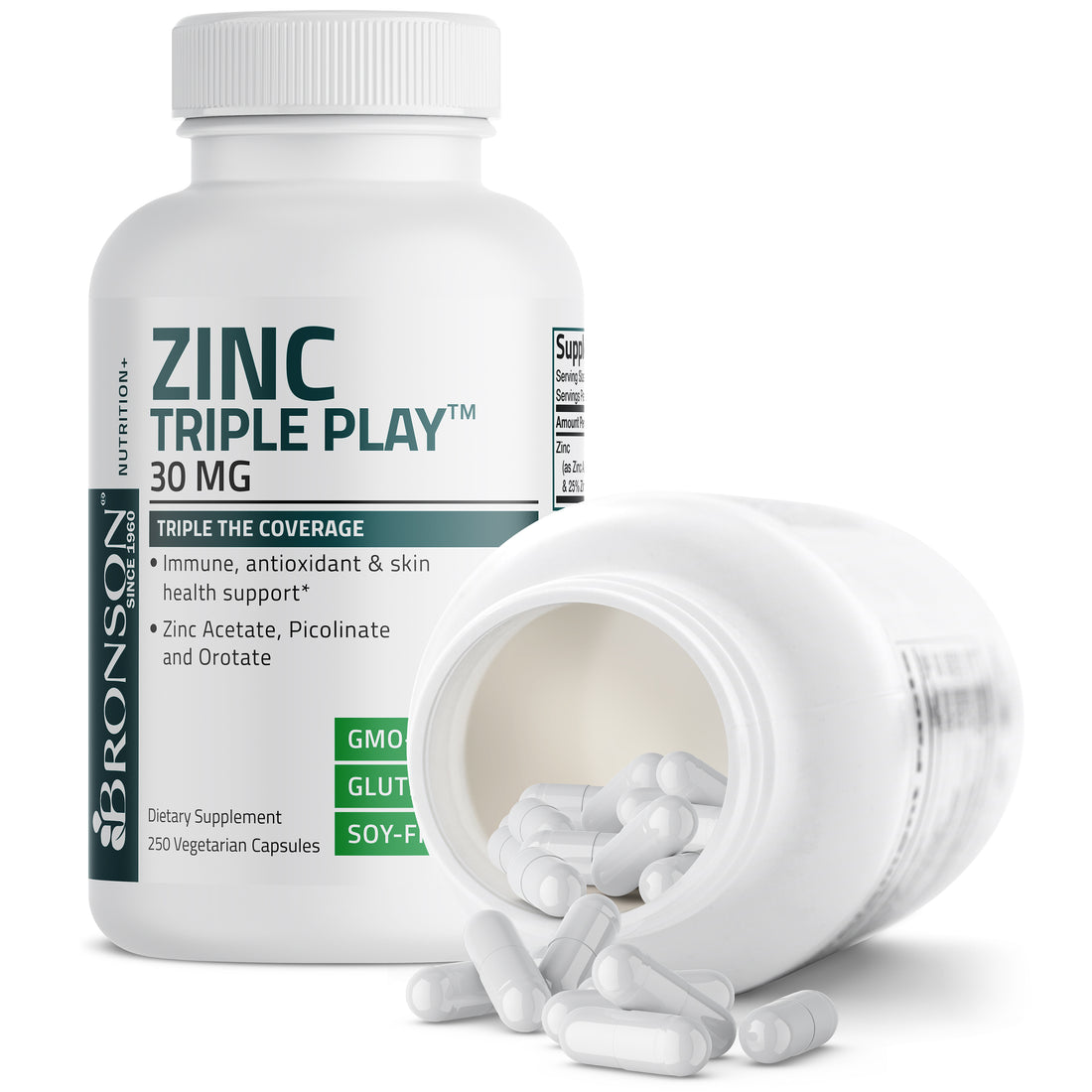 Bronson Zinc Triple Play - 30 mg - 30 Vegetarian Capsules | Vitamins ...