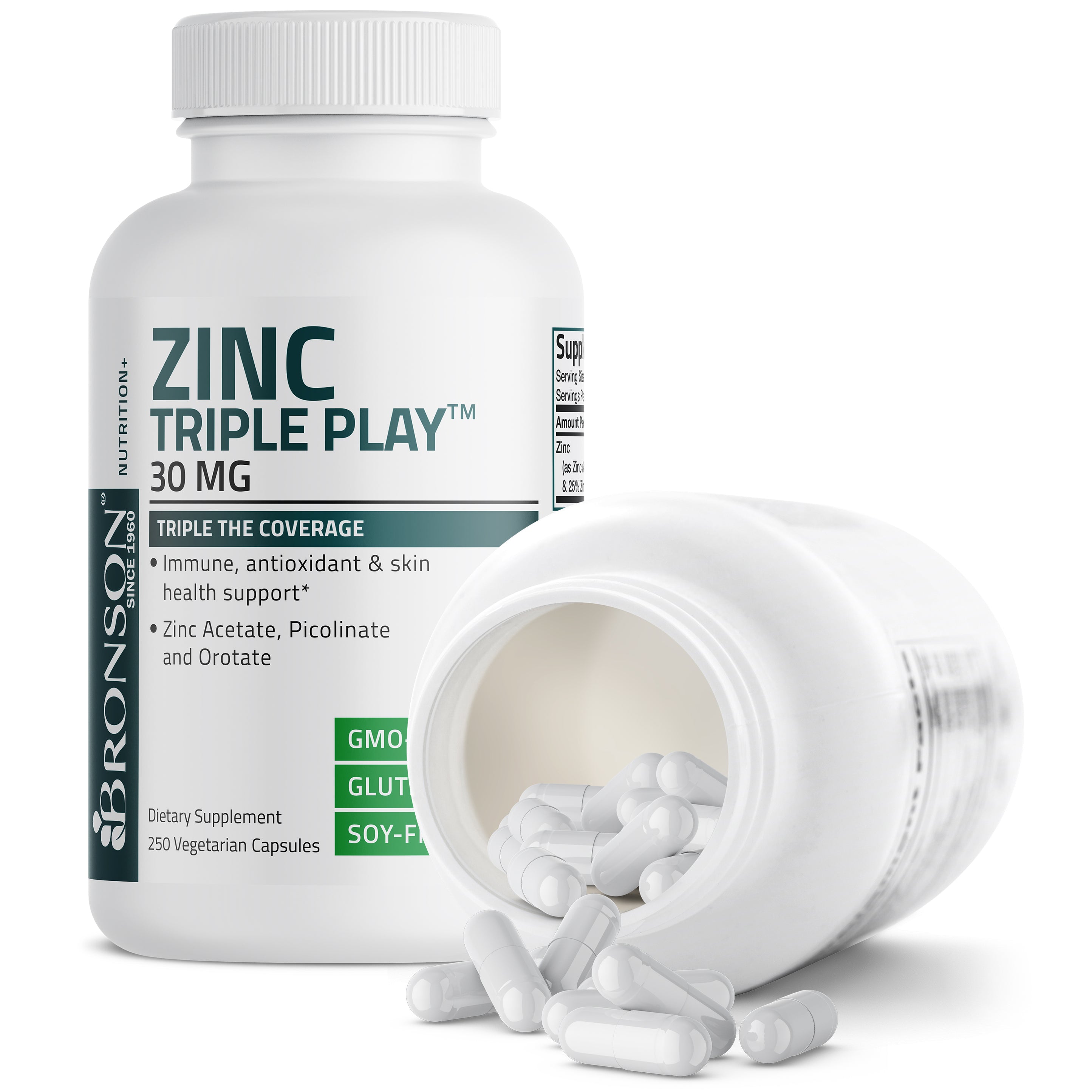 Bronson Zinc Triple Play - 30 mg - 30 Vegetarian Capsules | Vitamins ...