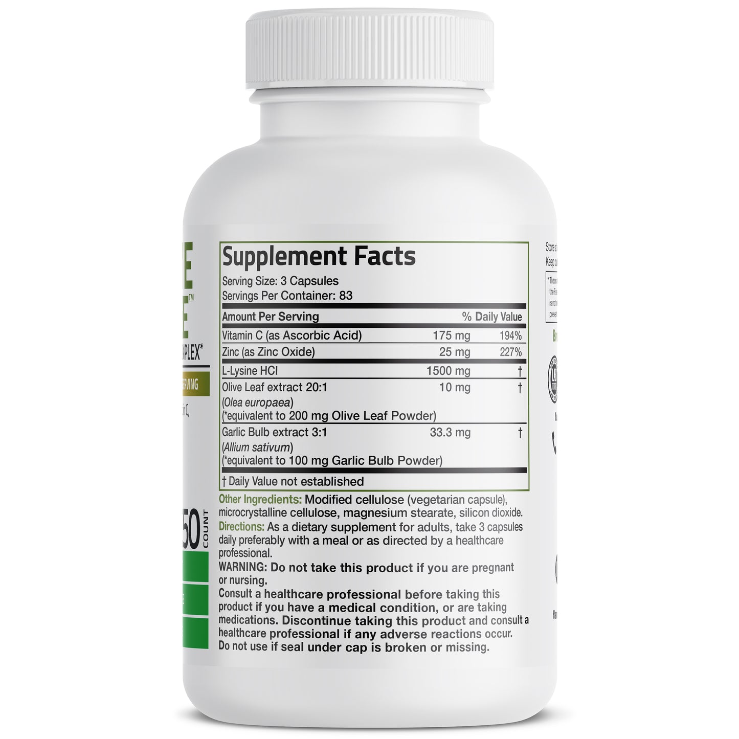 Bronson L-Lysine Defense Complex - 1500 mg - 90 Vegetarian Capsules ...