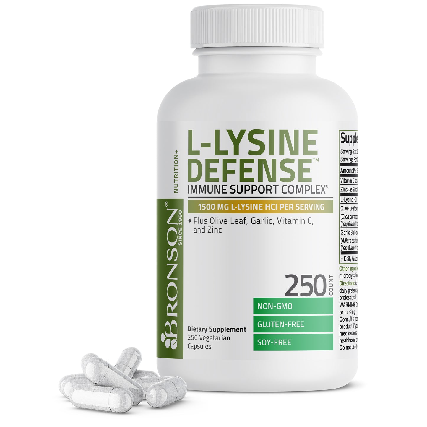 Bronson L-Lysine Defense Complex - 1500 mg - 90 Vegetarian Capsules ...