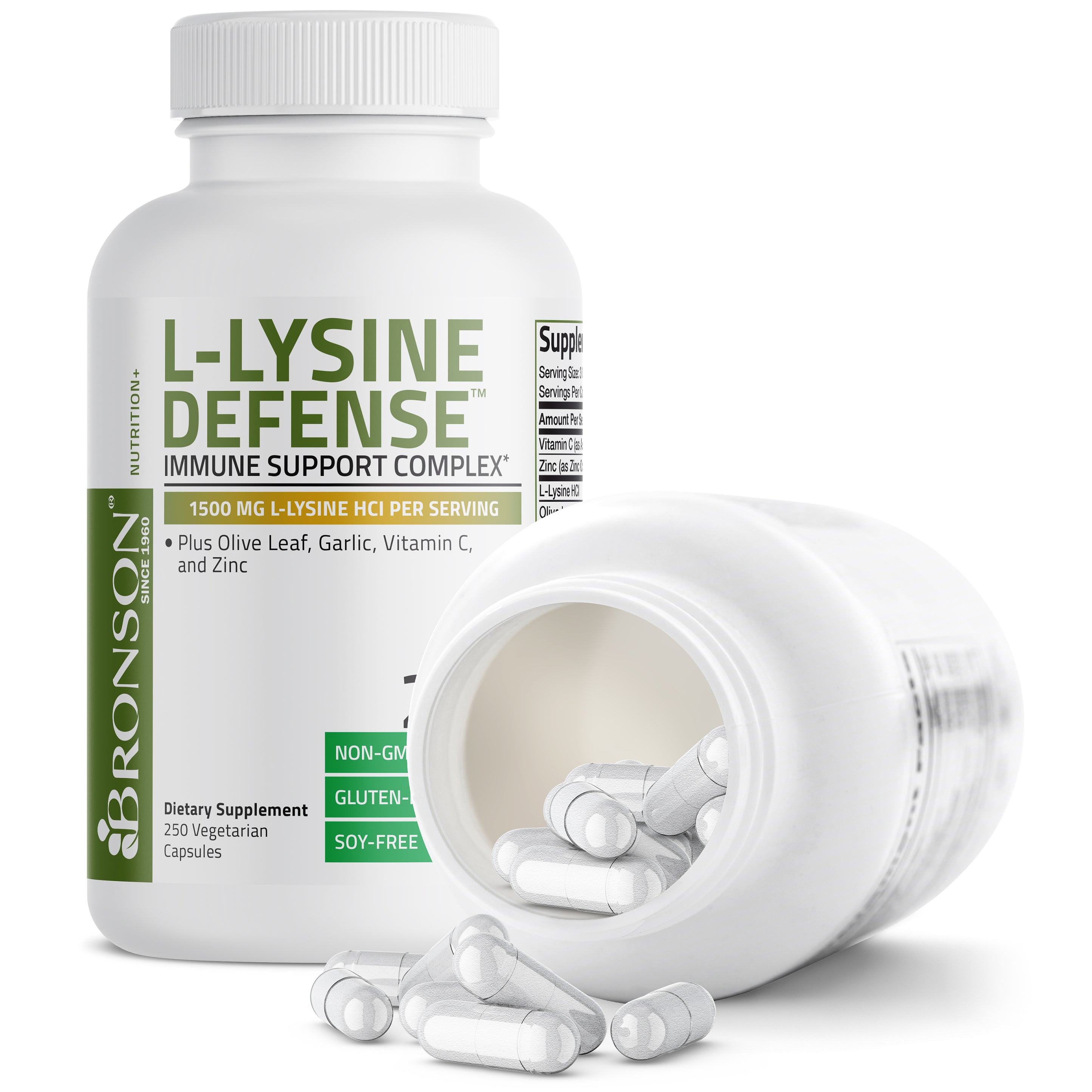 Bronson L-Lysine Defense Complex - 1500 mg - 90 Vegetarian Capsules ...