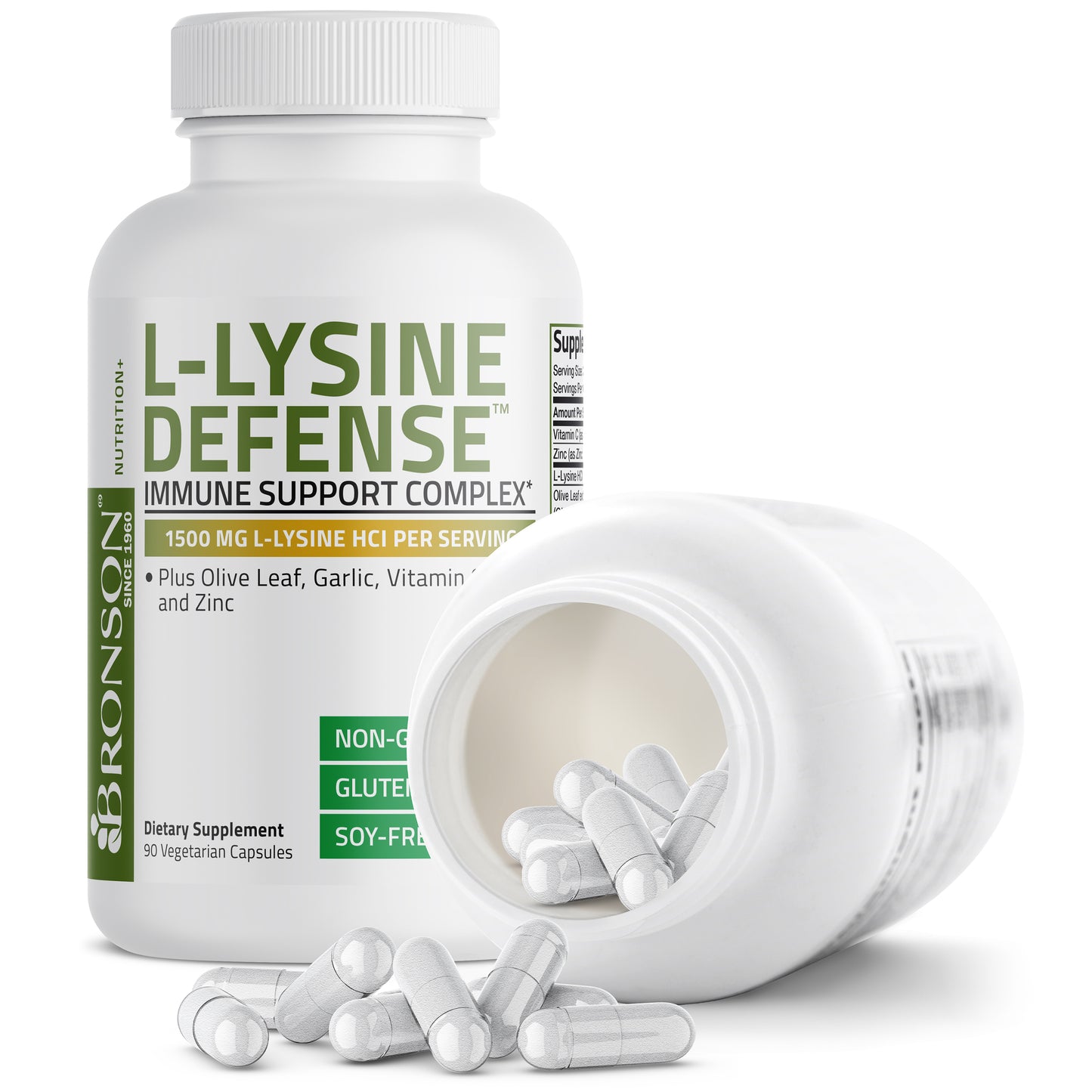 Bronson L-Lysine Defense Complex - 1500 mg - 90 Vegetarian Capsules ...