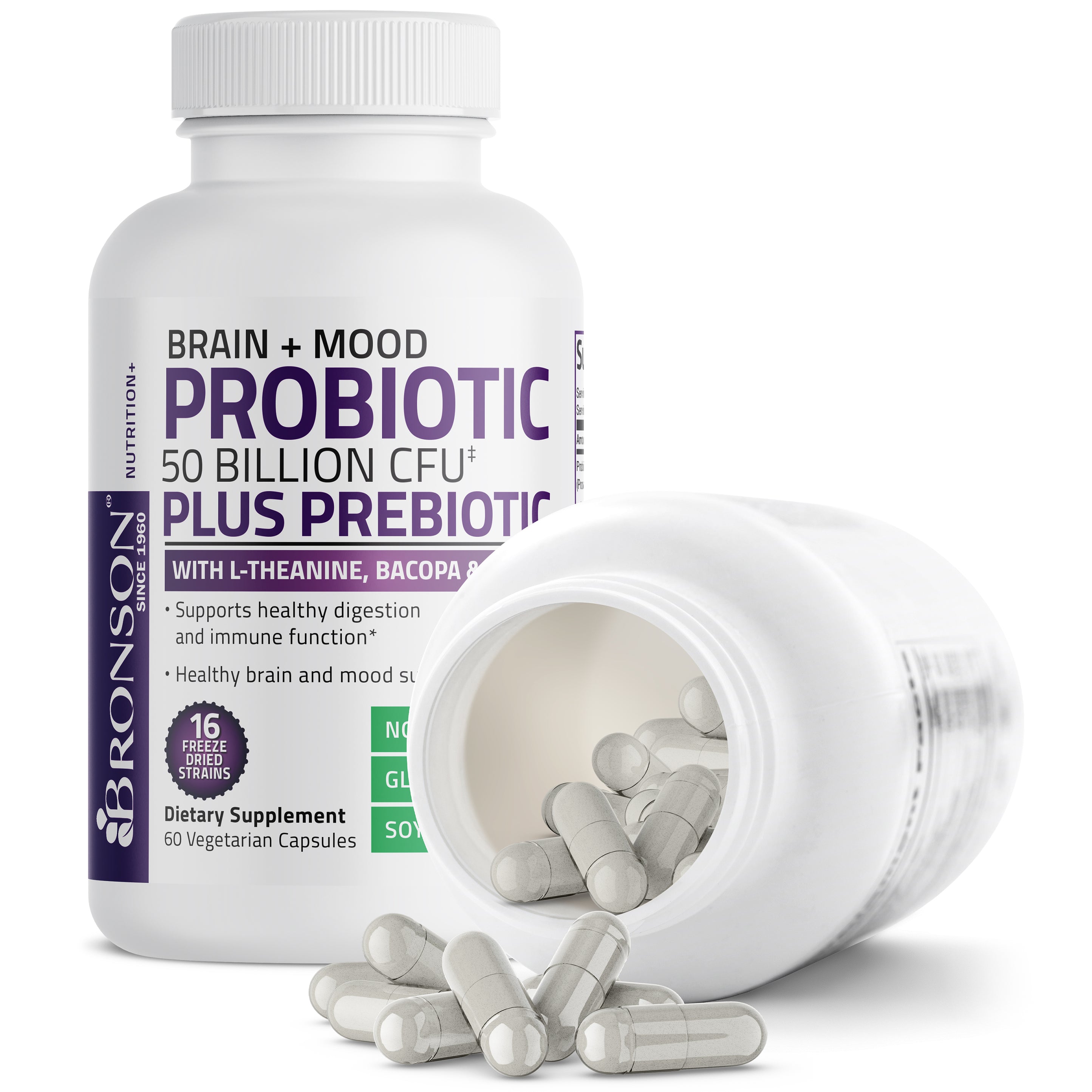Probiotic Plus Prebiotic with L-Theanine, Bacopa & Rhodiola - 50 ...