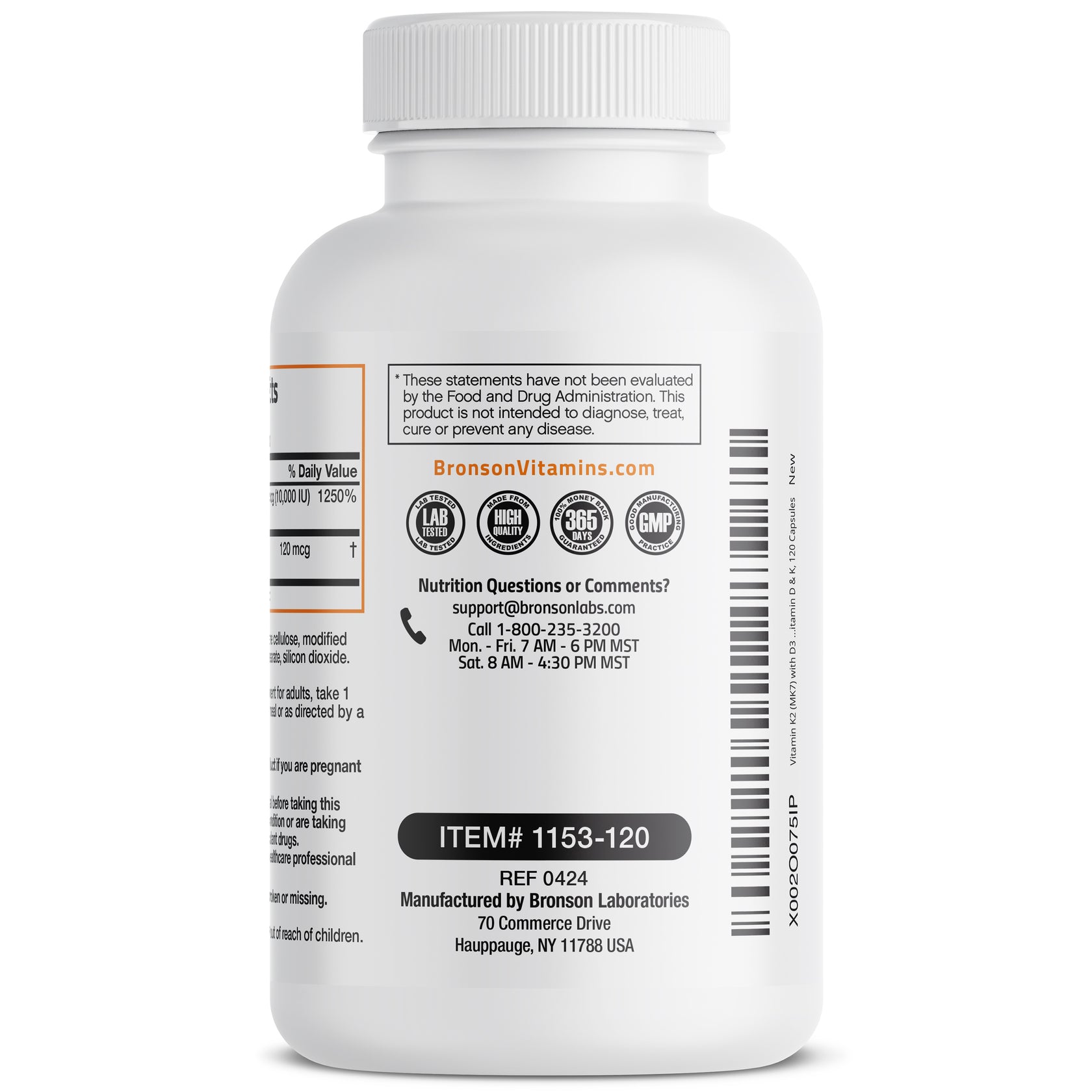 Bronson Extra Stength Vitamin K2 MK-7 Plus Vitamin D3 - 60 Capsules ...