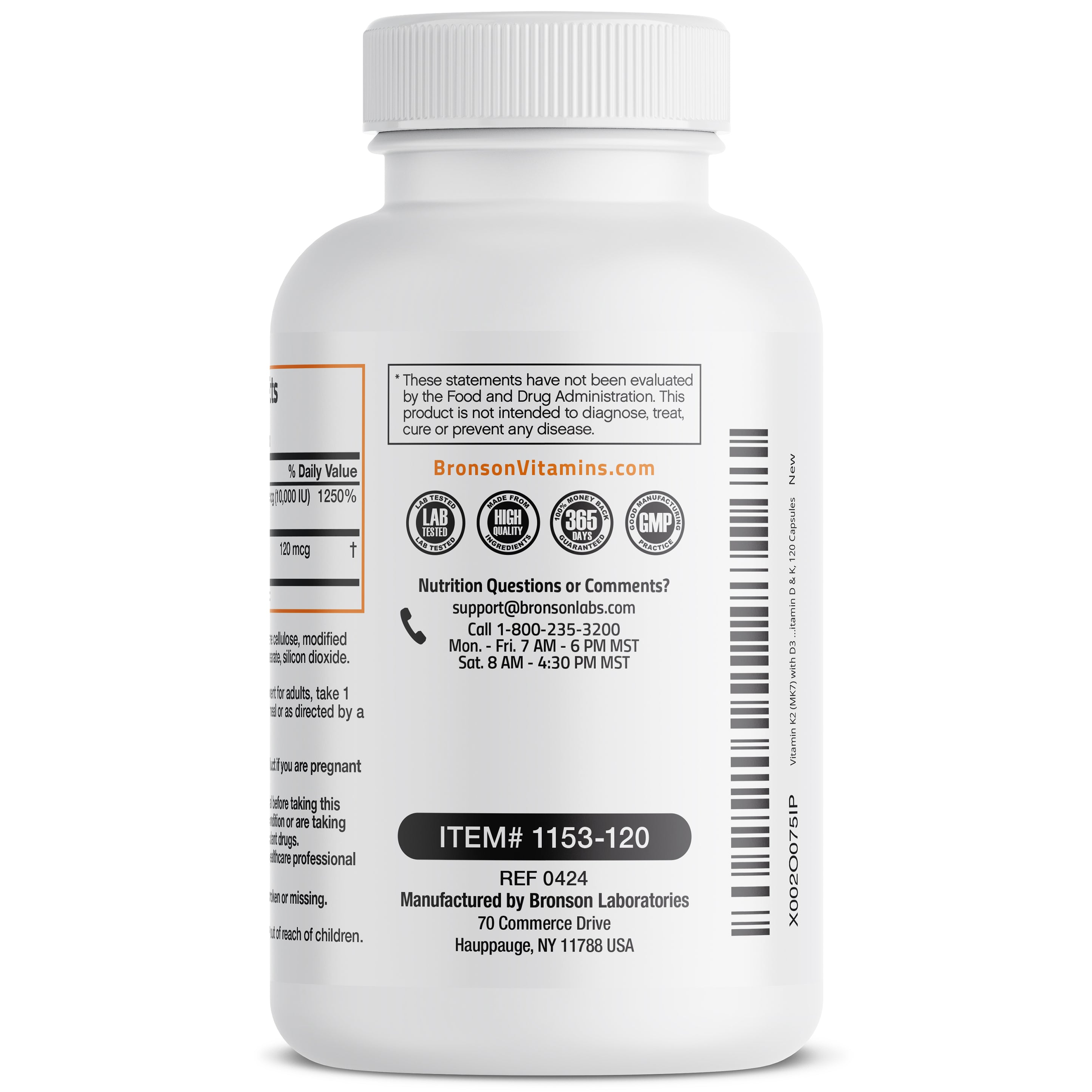 Bronson Extra Stength Vitamin K2 MK-7 Plus Vitamin D3 - 60 Capsules ...