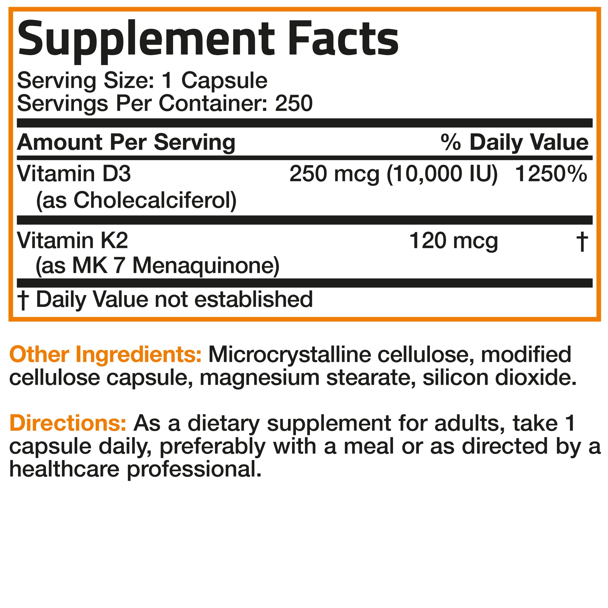 Bronson Extra Stength Vitamin K2 MK-7 Plus Vitamin D3 - 60 Capsules ...