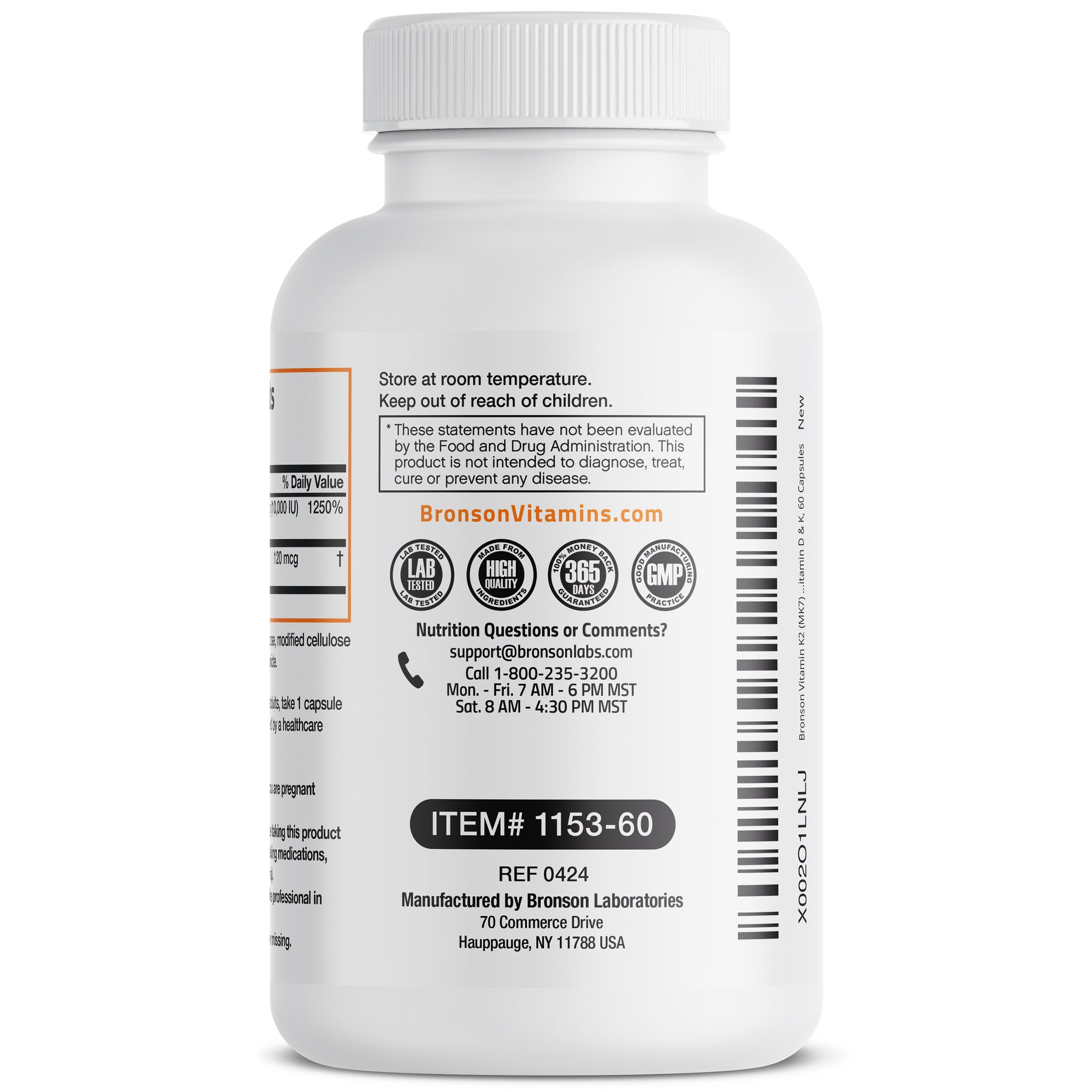 Bronson Extra Stength Vitamin K2 MK-7 Plus Vitamin D3 - 60 Capsules ...