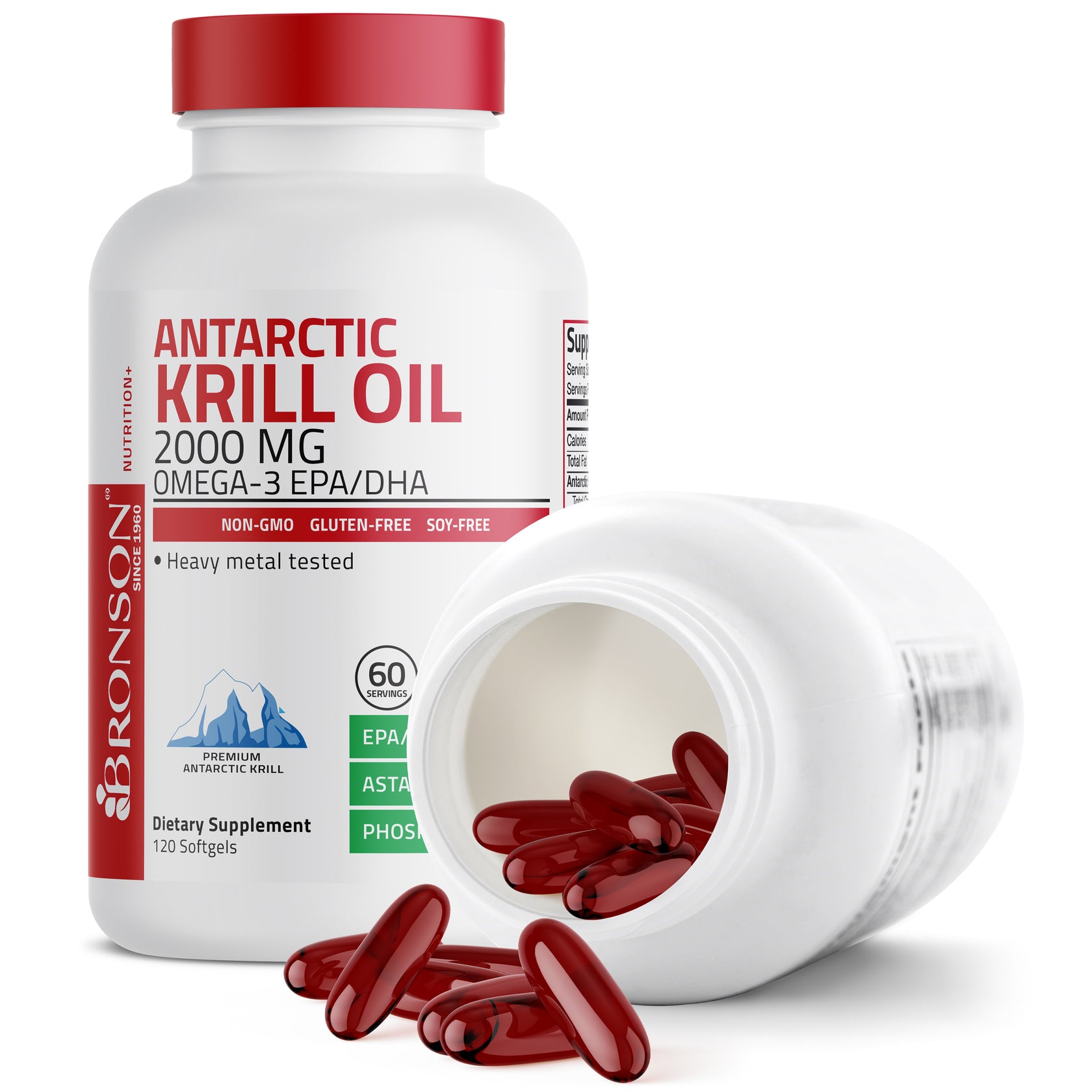 Bronson Antarctic Krill Oil Omega-3 EPA DHA with Astaxanthin Non-GMO ...