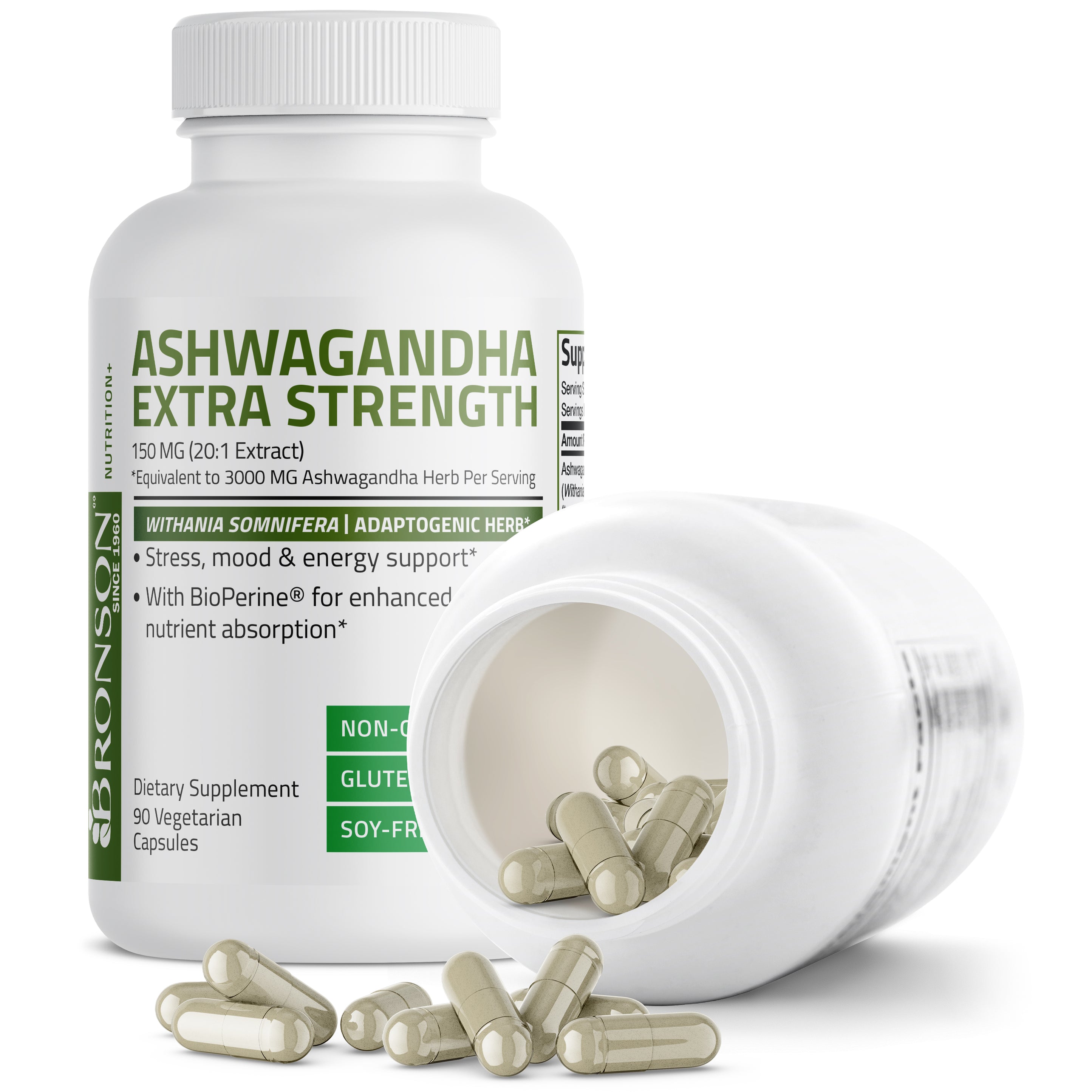 Bronson Ashwagandha Extra Strength - 3000 mg - 120 Vegetarian Capsules ...