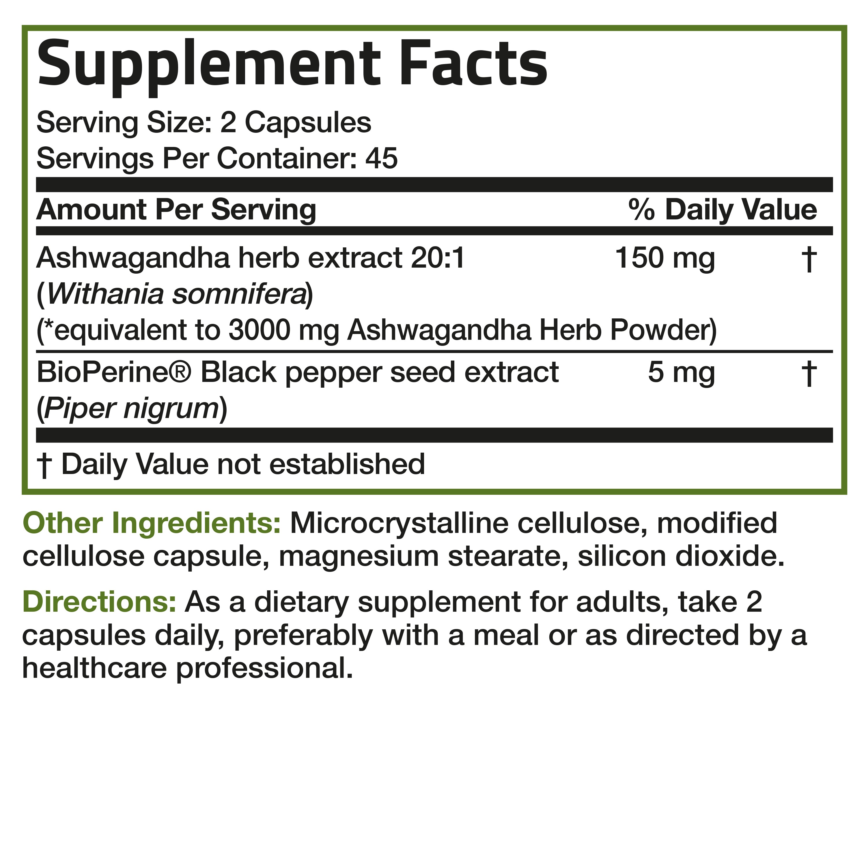 Bronson Ashwagandha Extra Strength - 3000 mg - 120 Vegetarian Capsules ...