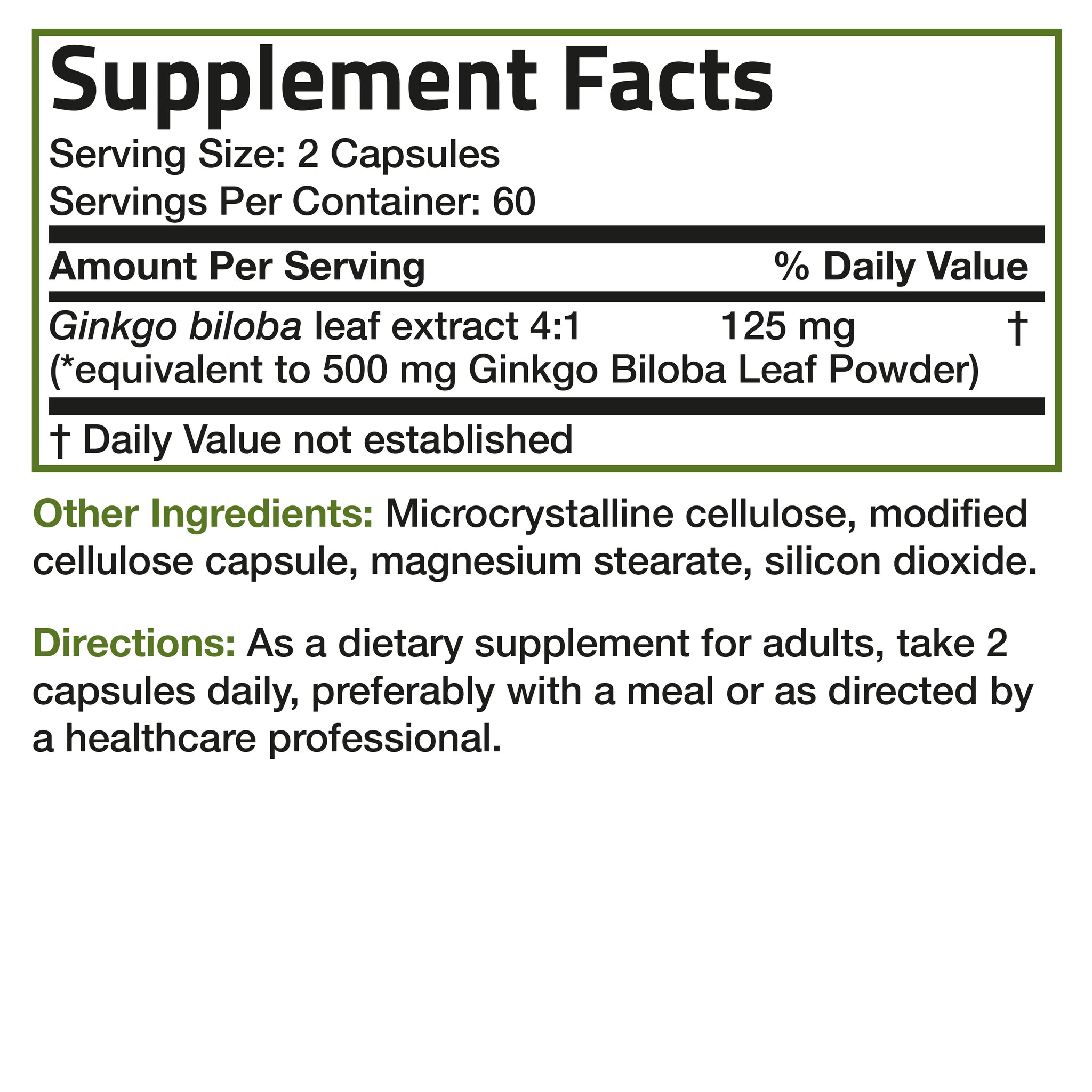 Bronson Gingko Biloba - 500 mg - 120 Vegetarian Capsules – bronsonlabs