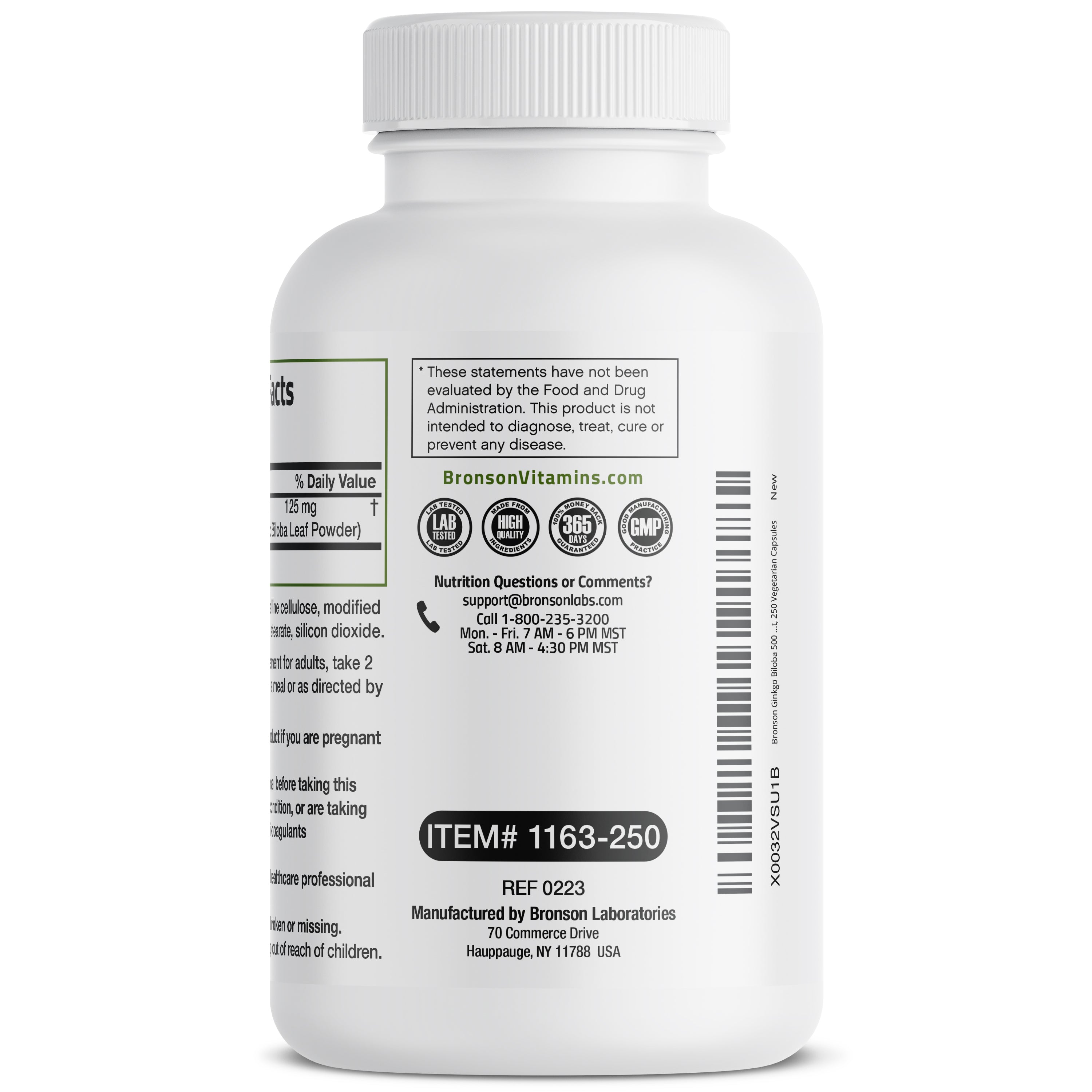 Bronson Gingko Biloba - 500 mg - 120 Vegetarian Capsules – bronsonlabs