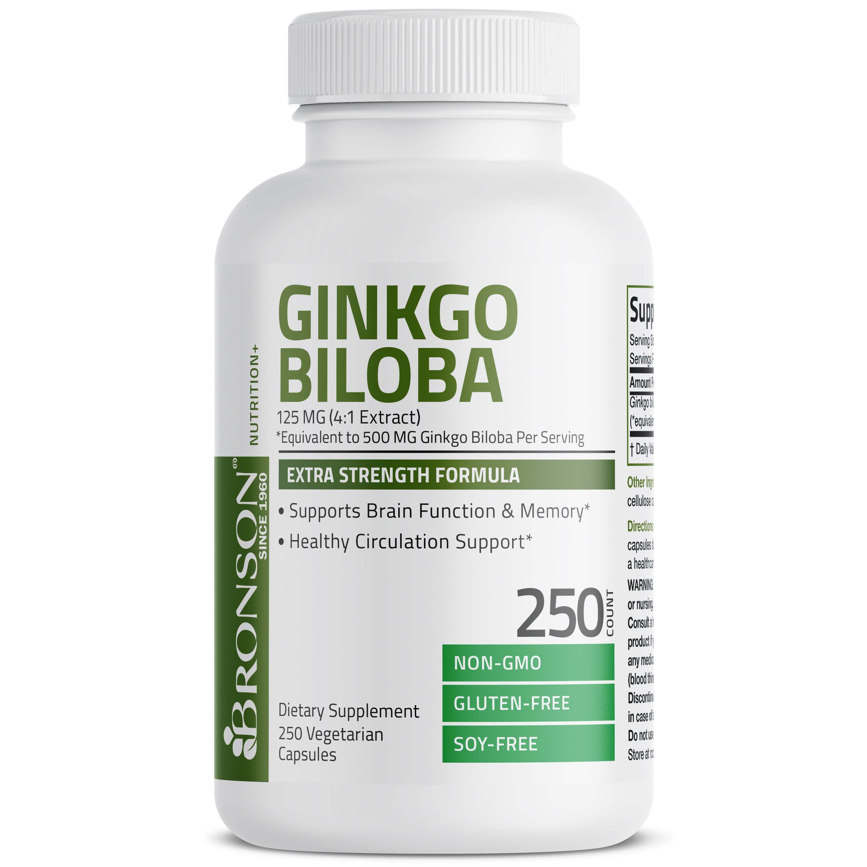 Bronson Gingko Biloba - 500 mg - 120 Vegetarian Capsules – bronsonlabs
