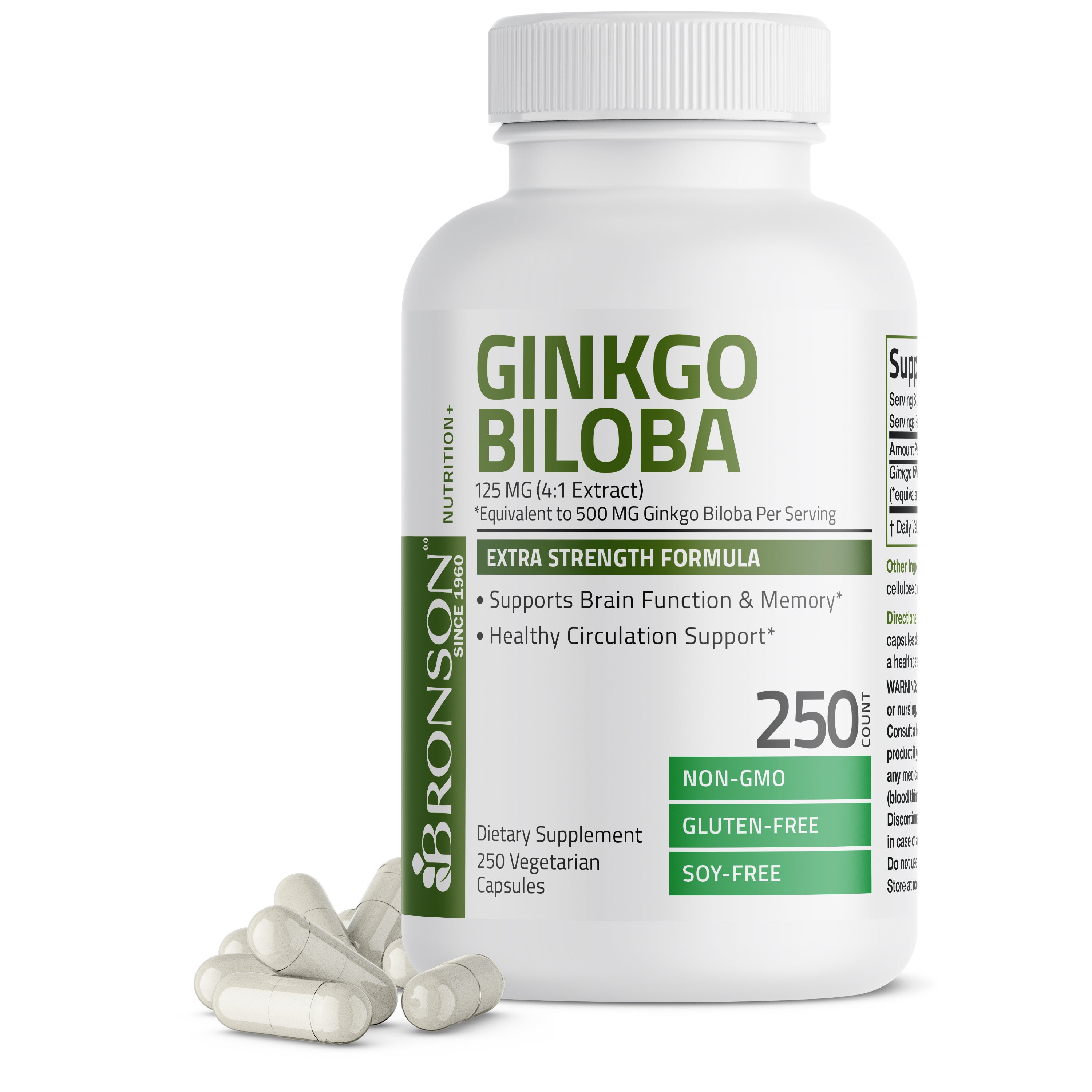 Bronson Gingko Biloba - 500 mg - 120 Vegetarian Capsules – bronsonlabs