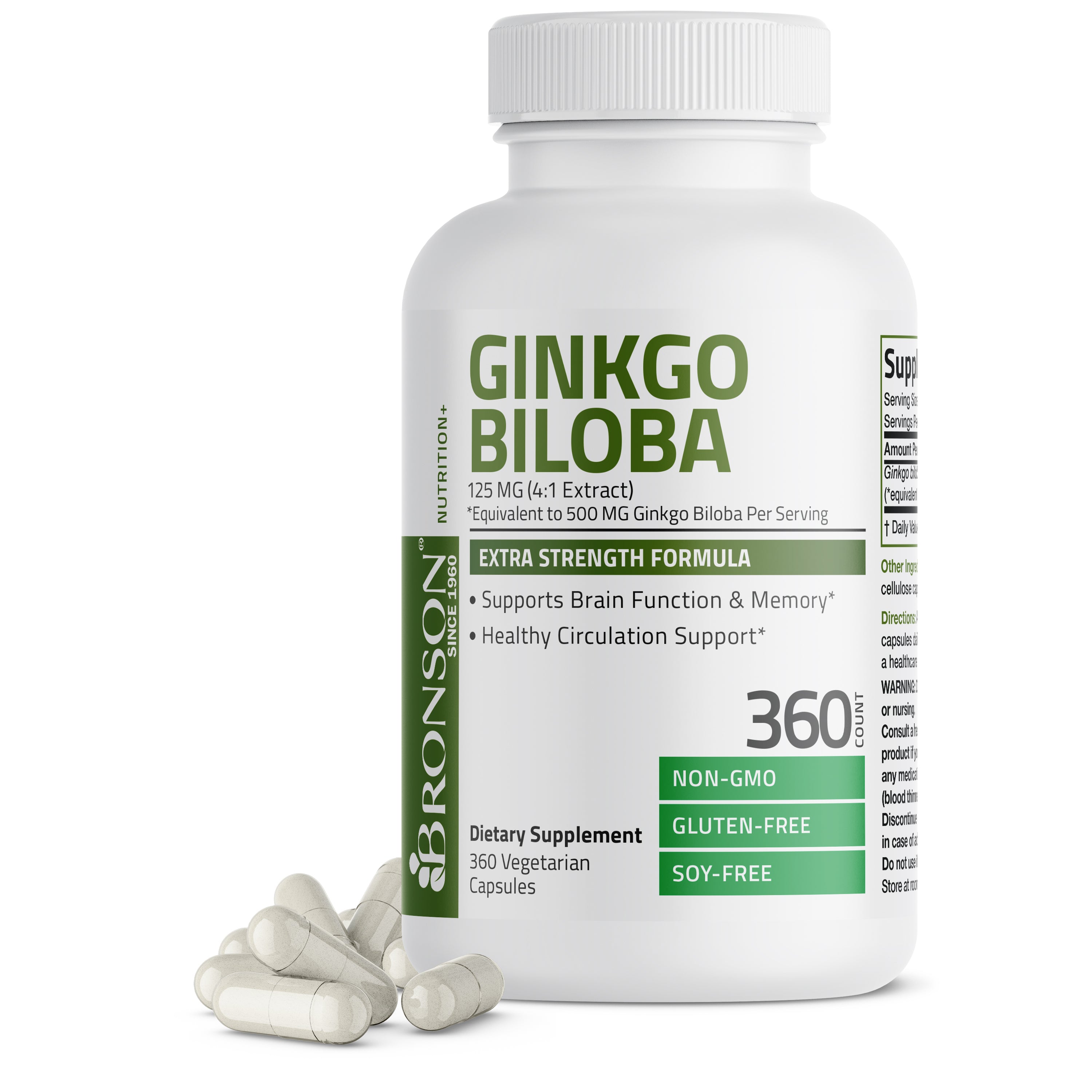Bronson Gingko Biloba - 500 mg - 120 Vegetarian Capsules – bronsonlabs