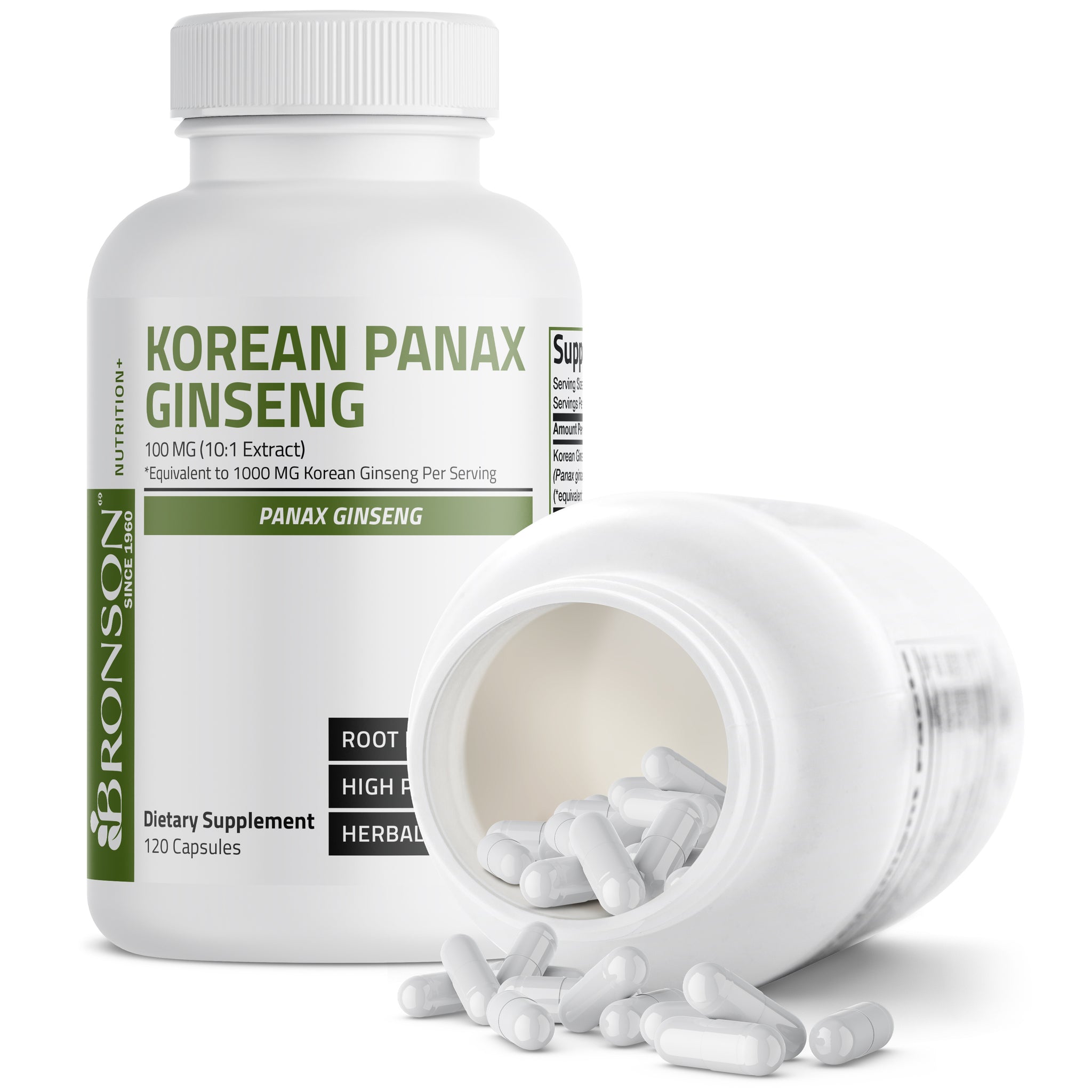 Bronson Korean Panax Ginseng 1000 mg 100 Capsules | Herbs & Herbal ...