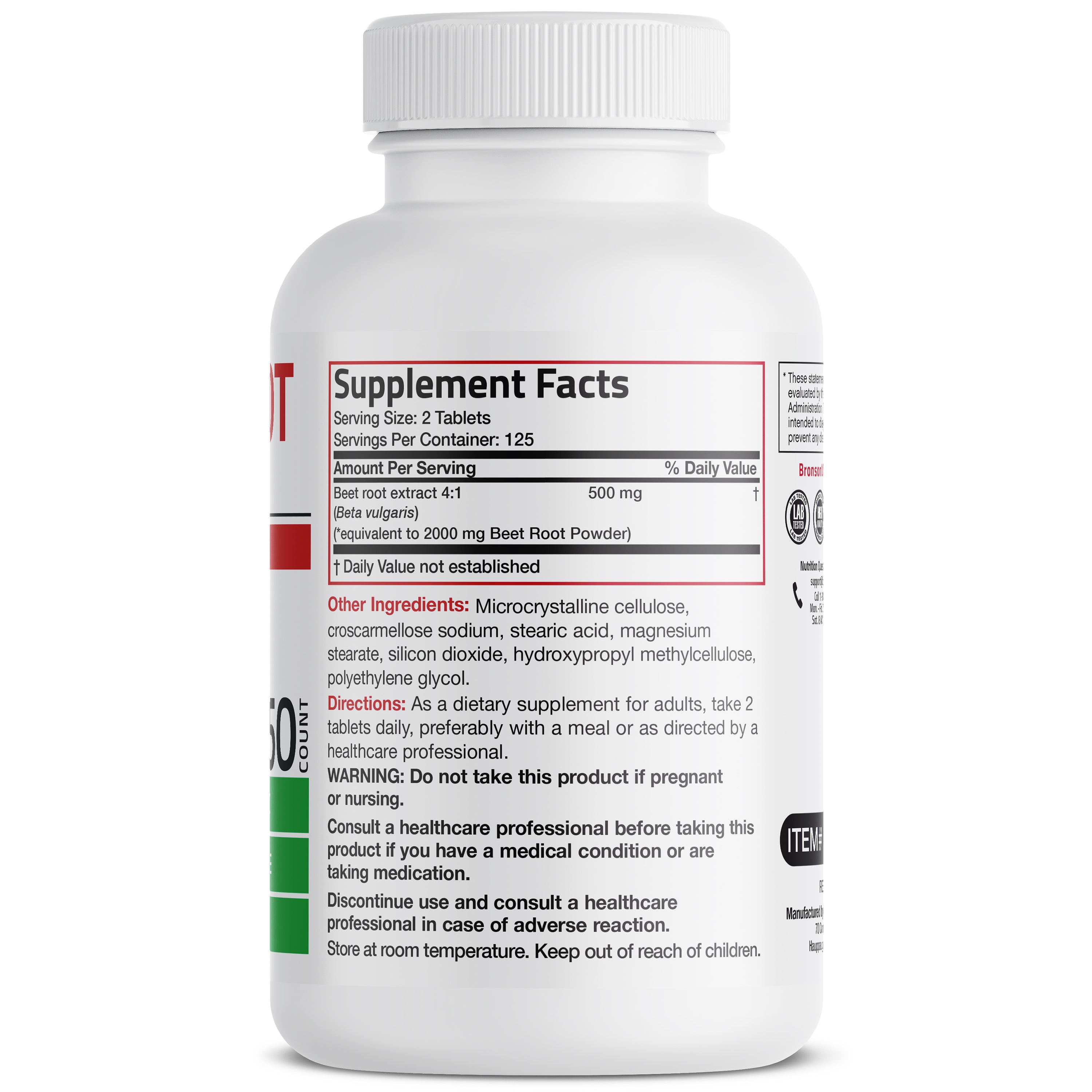 Beet Root Extra Strength - 2000 mg - 250 Vegetarian Tablets | Herbs ...
