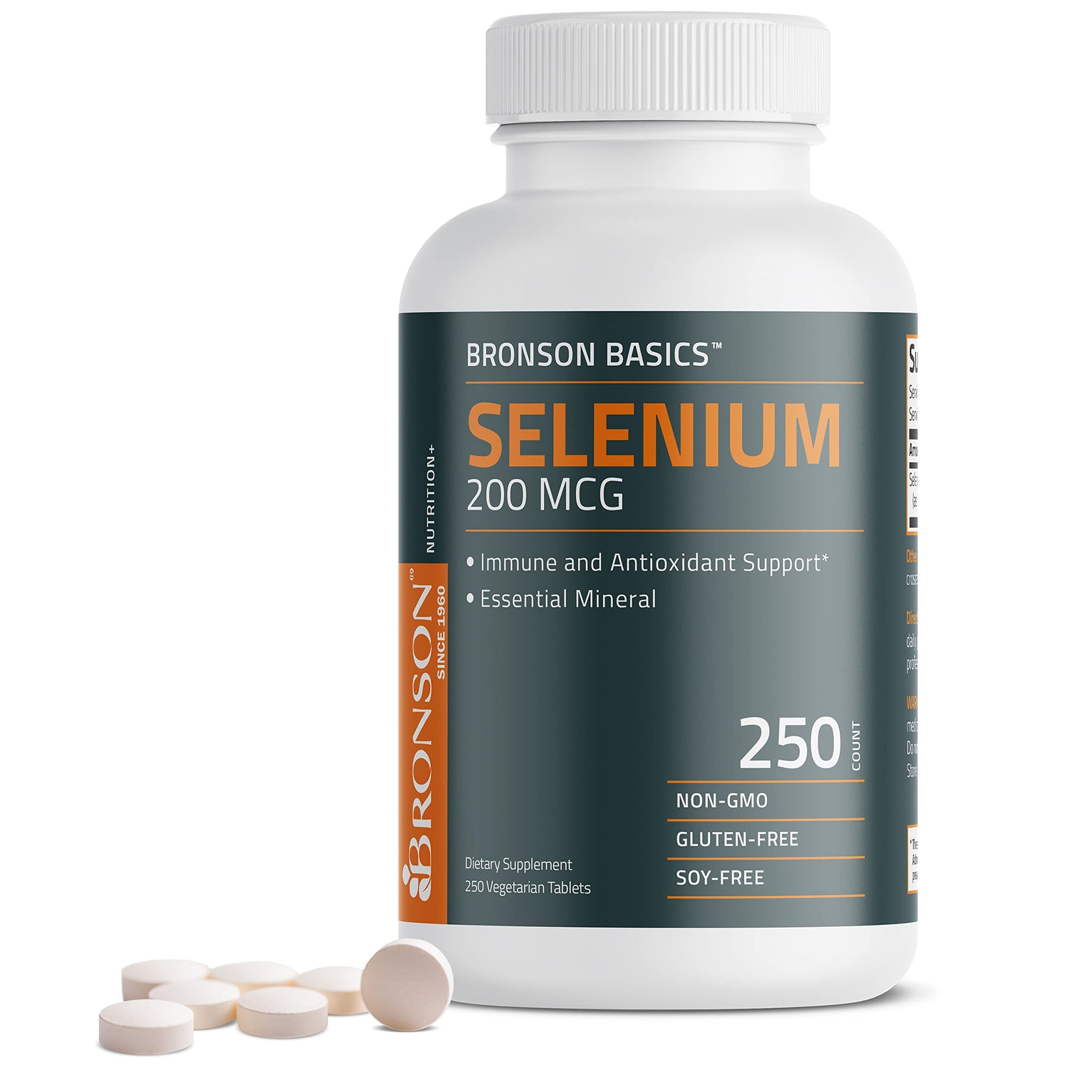 Bronson Basics Selenium 200mcg - 250 Tablets | Vitamins & Supplements | Bronson Vitamins ...