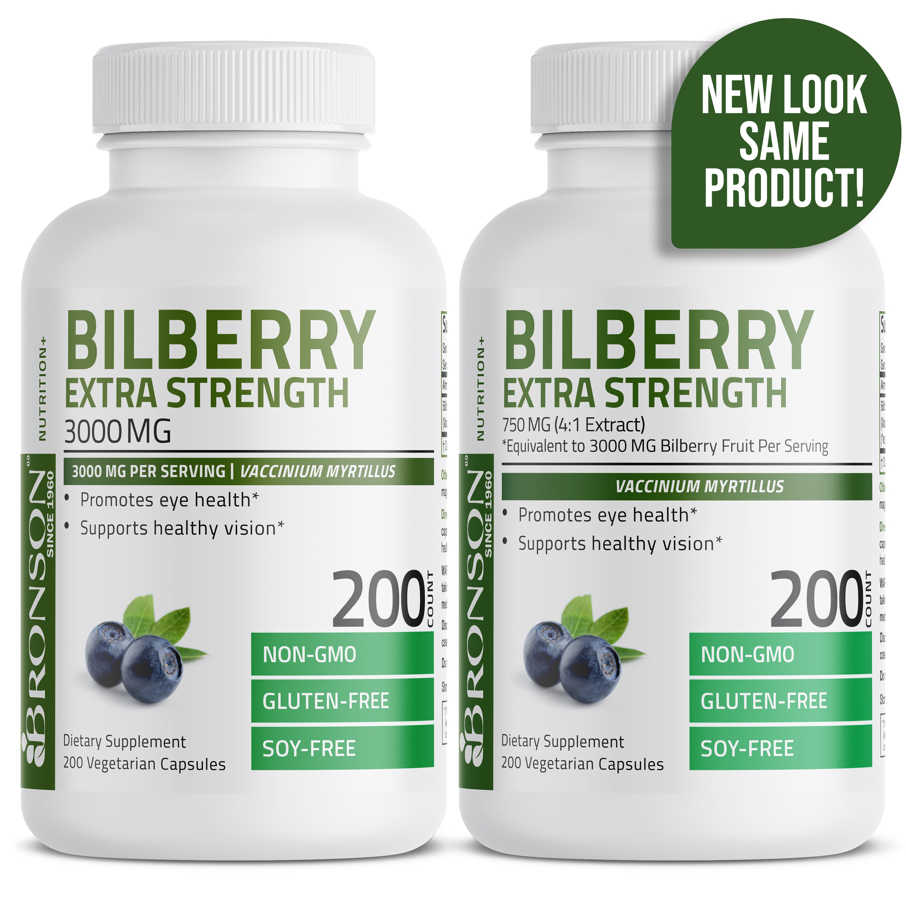 Bilberry Extra Strength 3000 mg, 200 Vegetarian Capsules – bronsonlabs