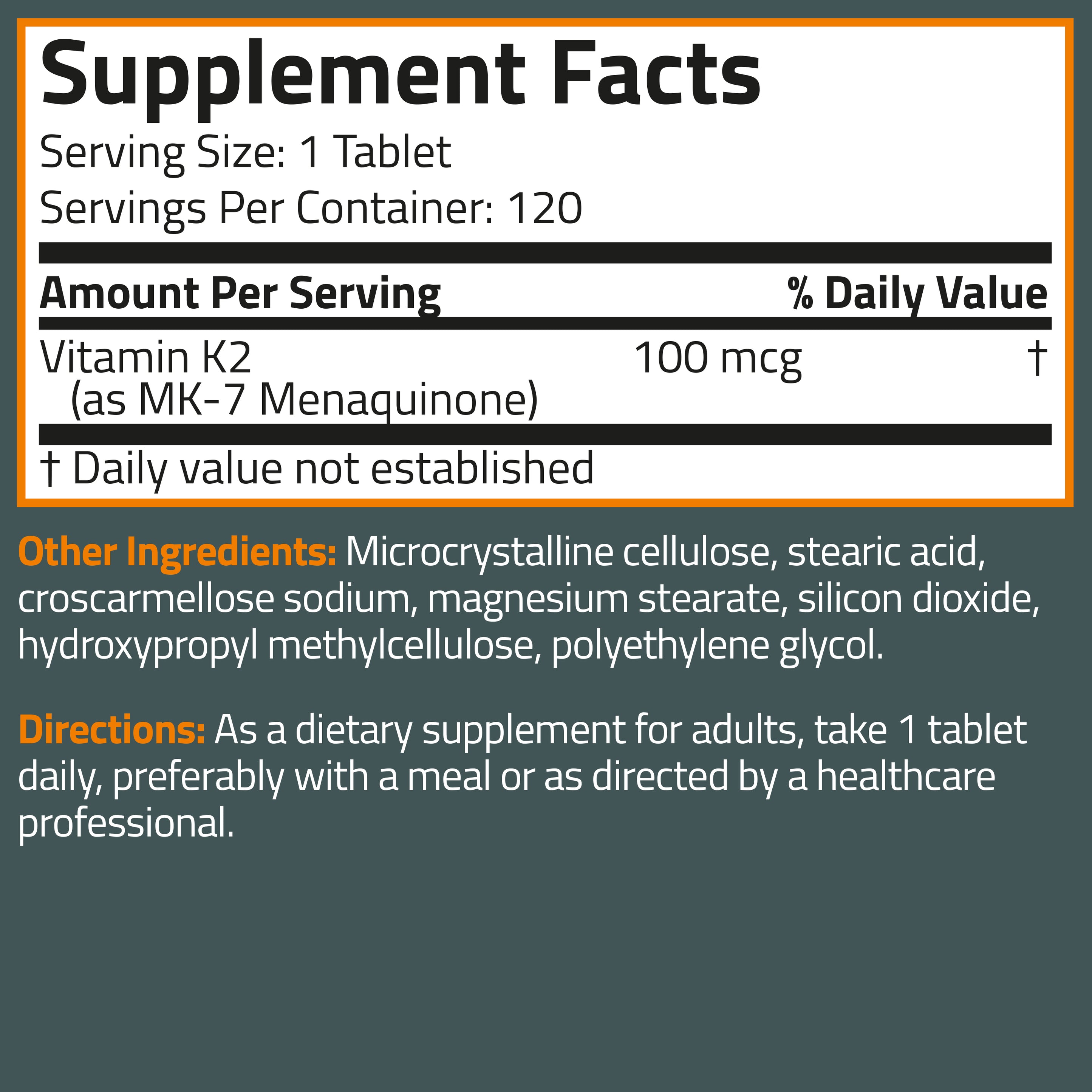 Vitamin K2 MK-7 100 MCG – Bronson Vitamins | Quality Vitamins and ...