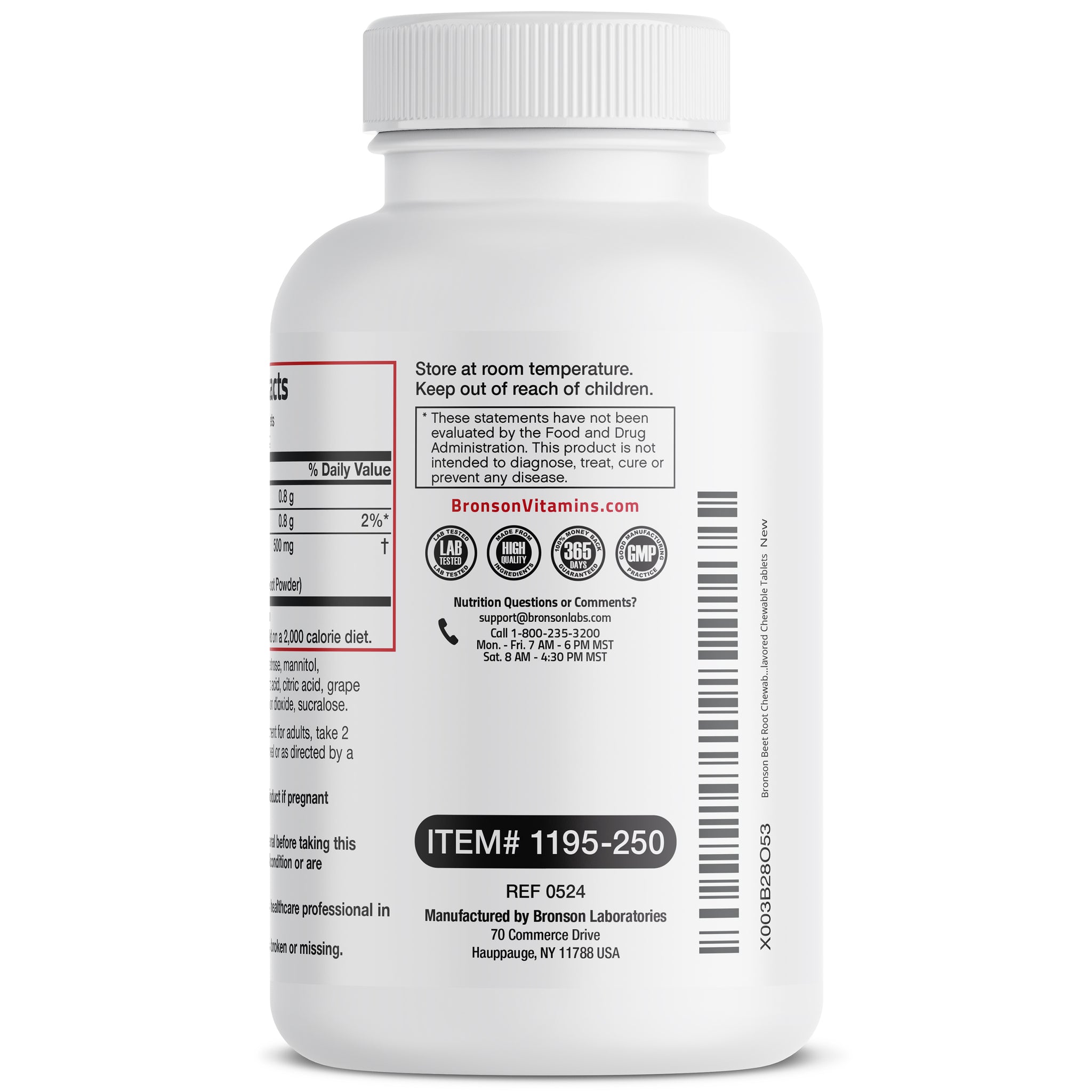 Beet Root Chewables 2000 MG, 250 Grape Flavored Tablets – Bronson ...