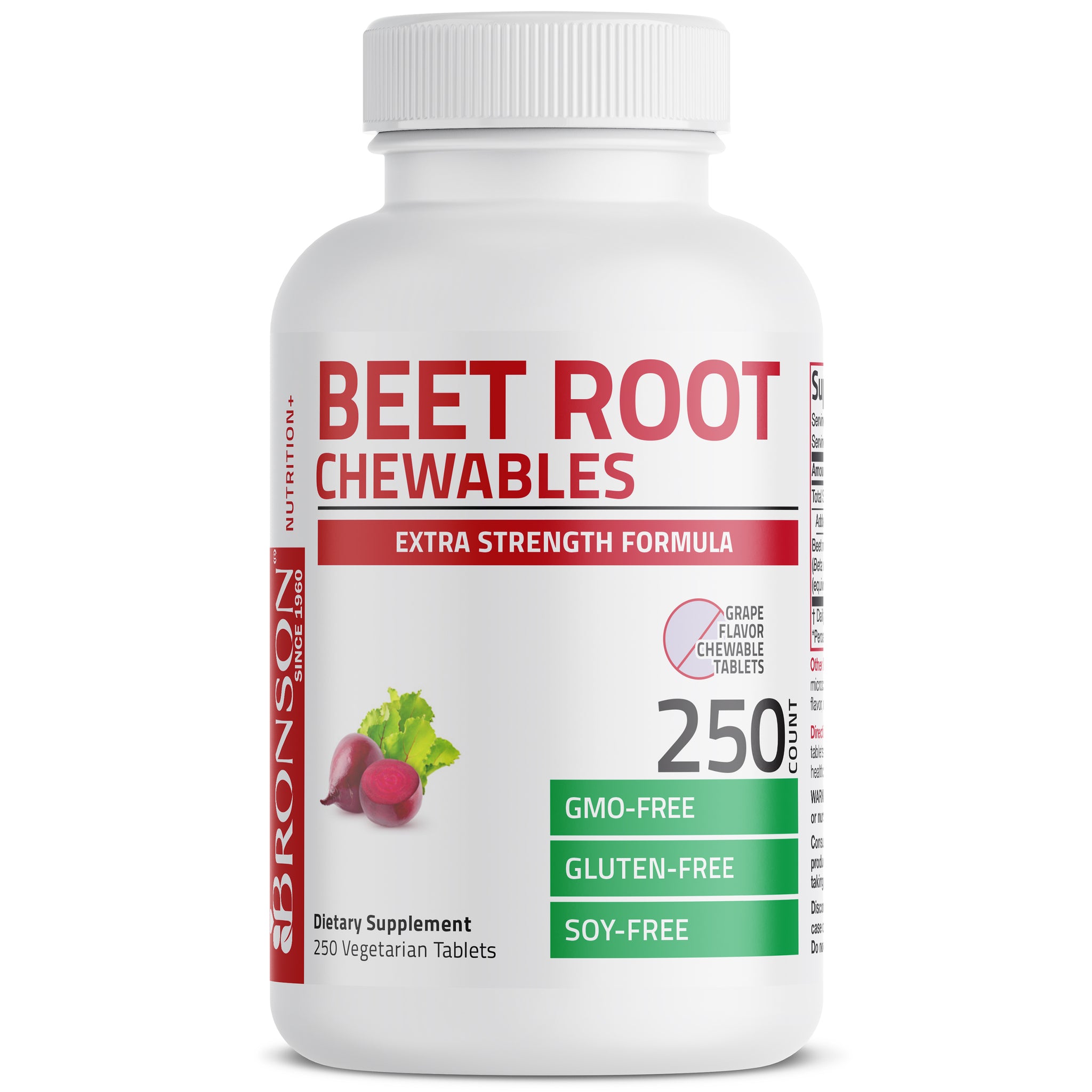 Beet Root Chewables 2000 MG, 250 Grape Flavored Tablets – Bronson ...