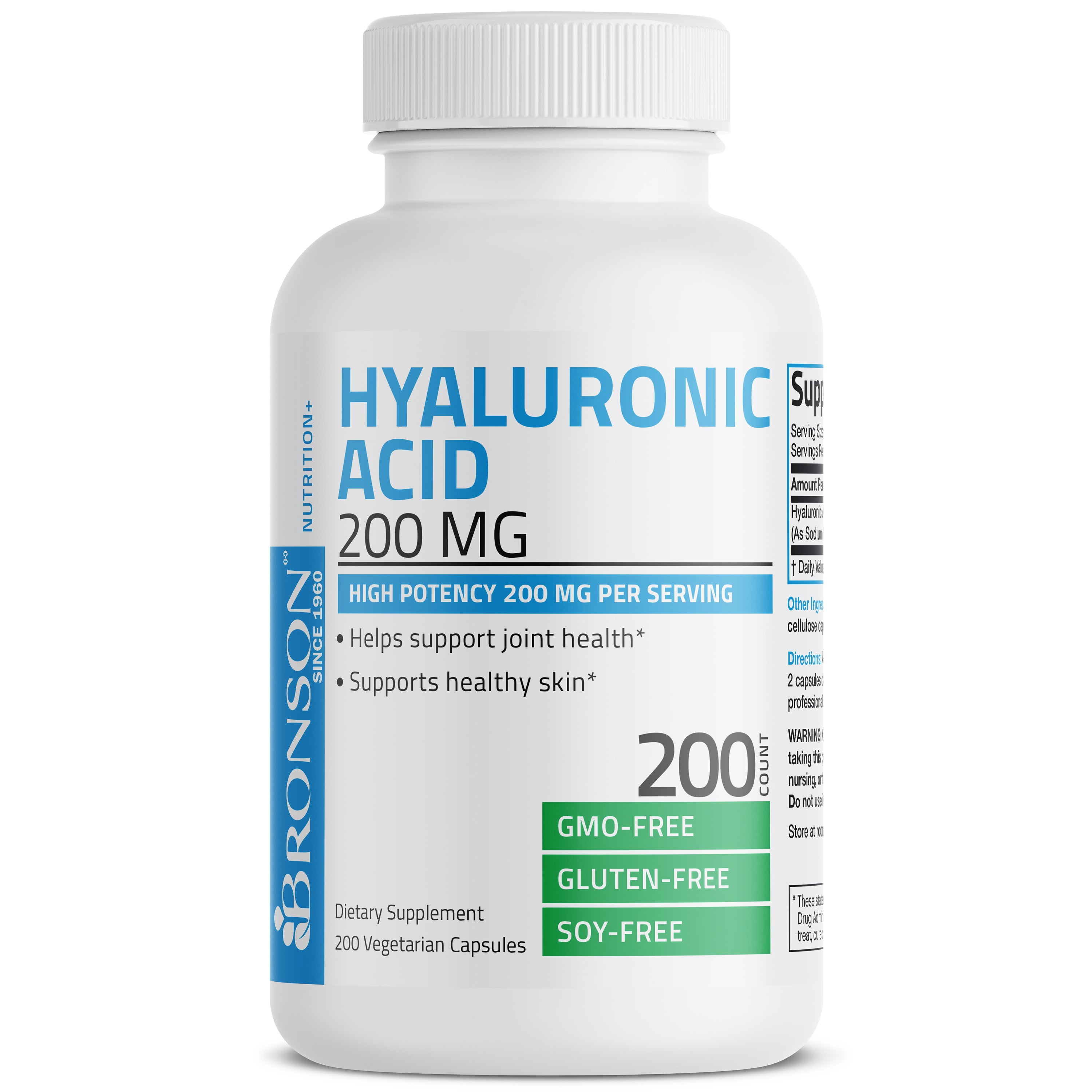Hyaluronic Acid 200 MG, 200 Vegetarian Capsules – bronsonlabs
