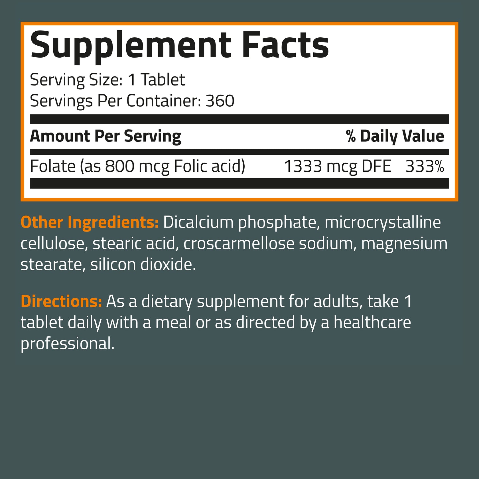 Folic Acid 800 MCG, 360 Tablets – Bronson Vitamins | Quality Vitamins ...