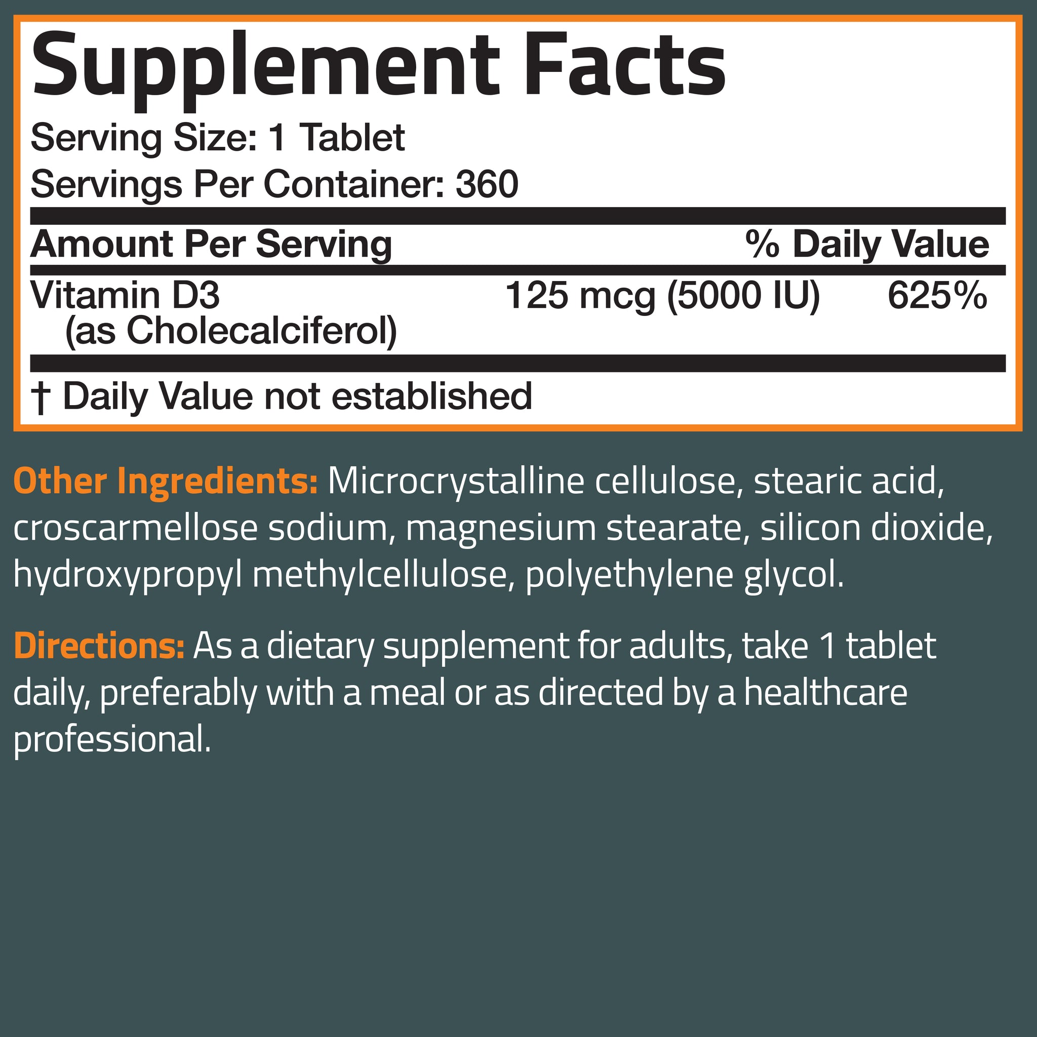 Bronson Vitamin D3 - 5,000 IU - 360 Tablets | Vitamins & Supplements ...