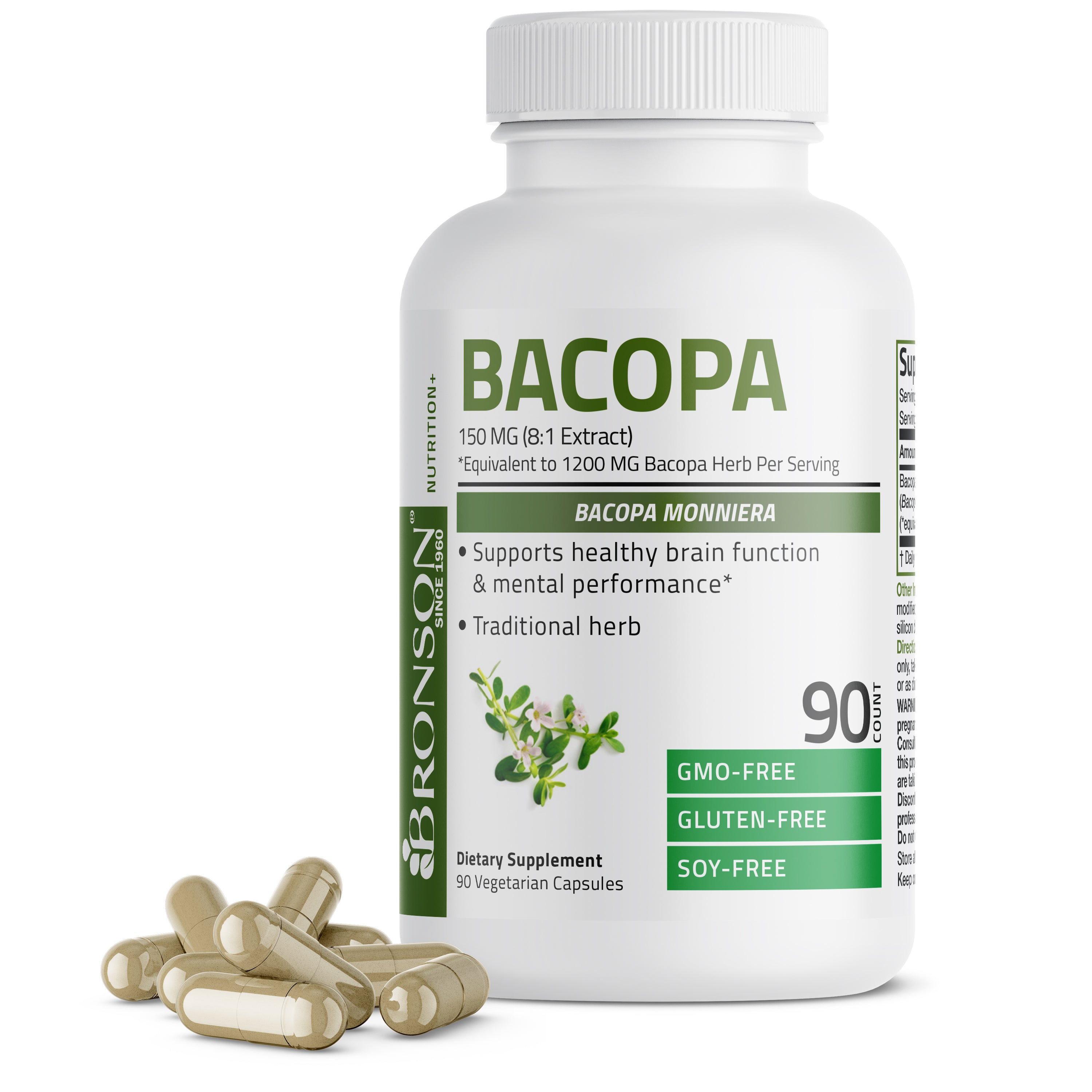 Bronson Bacopa 1200 MG - 90 Vegetarian Capsules | Herbs & Extracts ...
