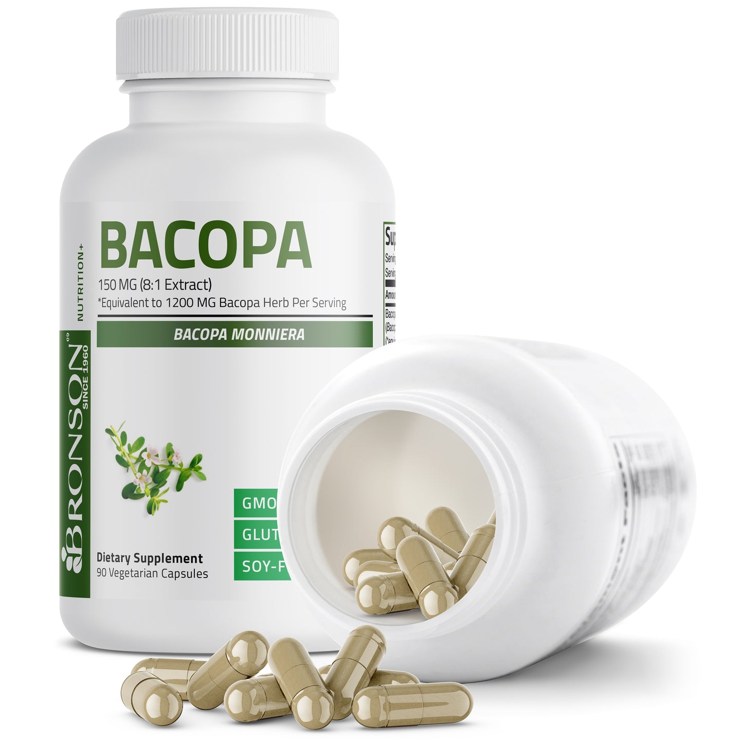 Bronson Bacopa 1200 MG - 90 Vegetarian Capsules | Herbs & Extracts ...