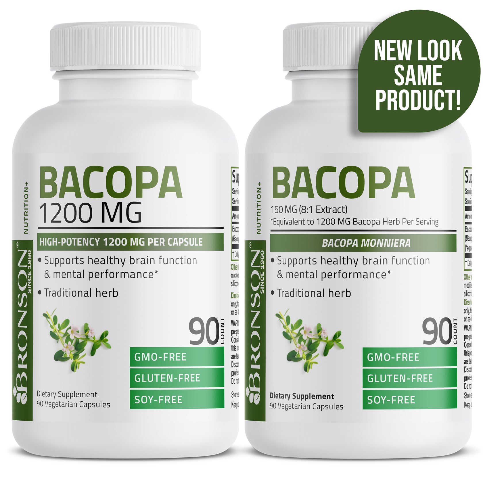 Bronson Bacopa 1200 MG - 90 Vegetarian Capsules | Herbs & Extracts ...