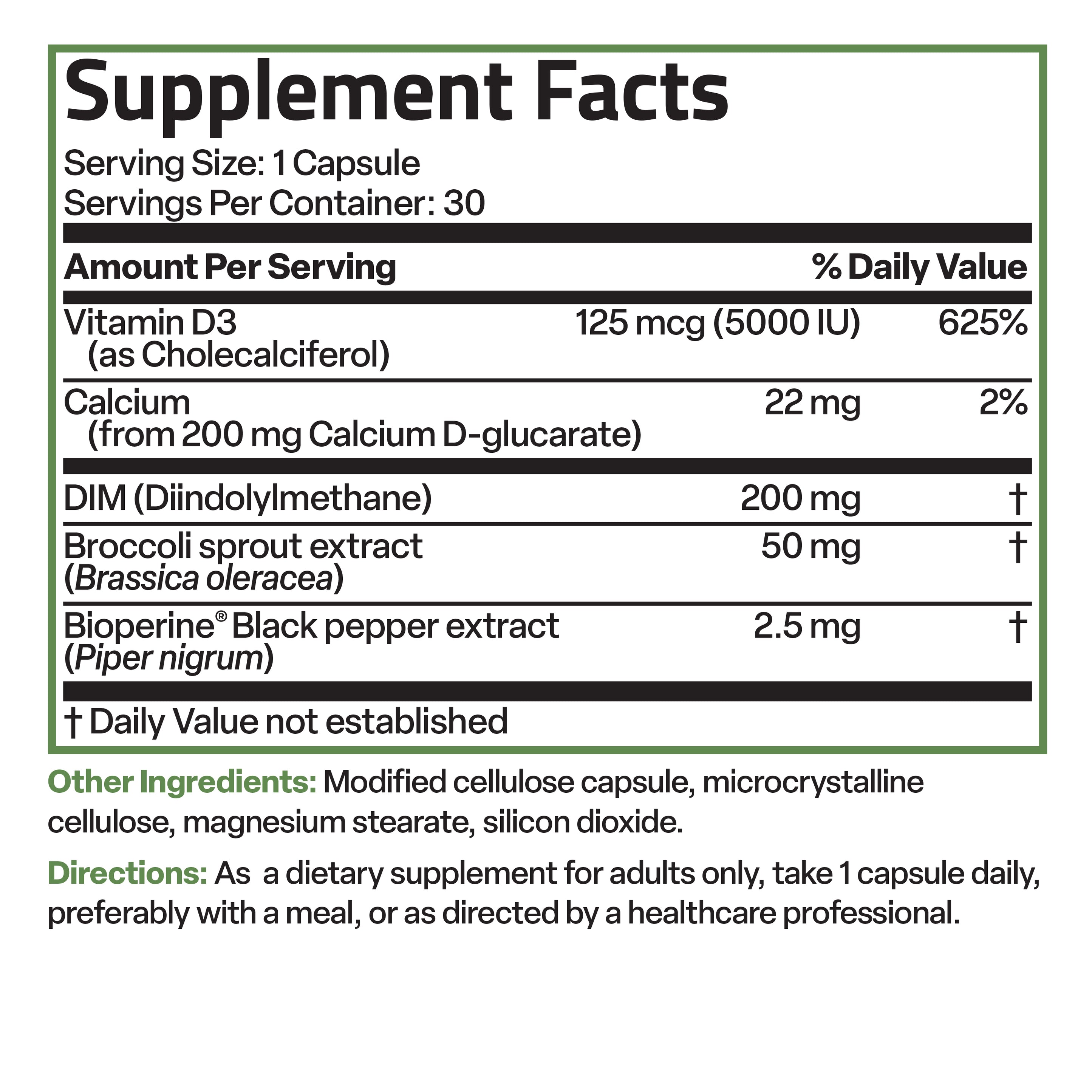 DIM Balance+ Calcium D-Glucarate, Broccoli Sprouts and Vitamin D3 200 ...
