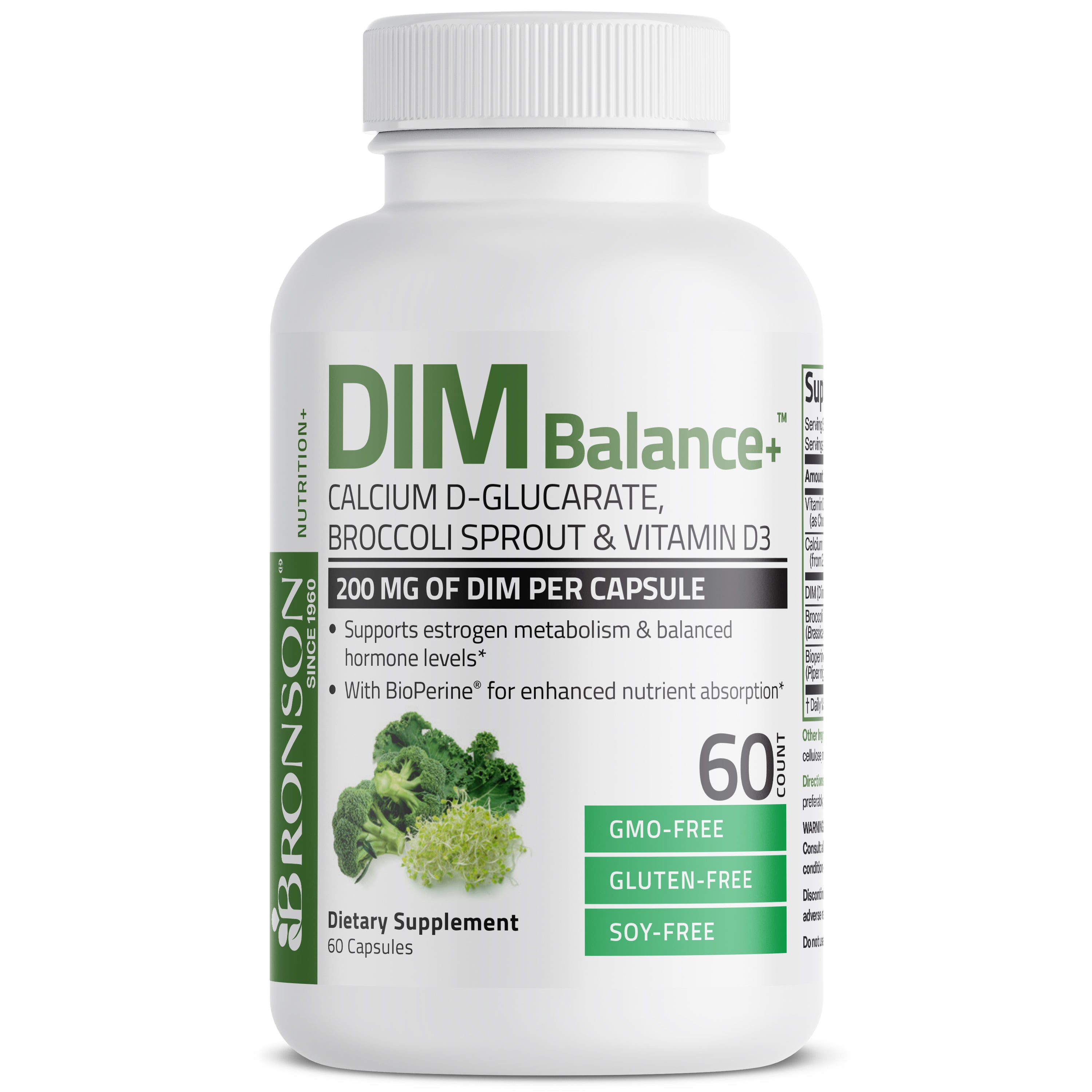 DIM Balance+ Calcium D-Glucarate, Broccoli Sprouts and Vitamin D3 200 ...