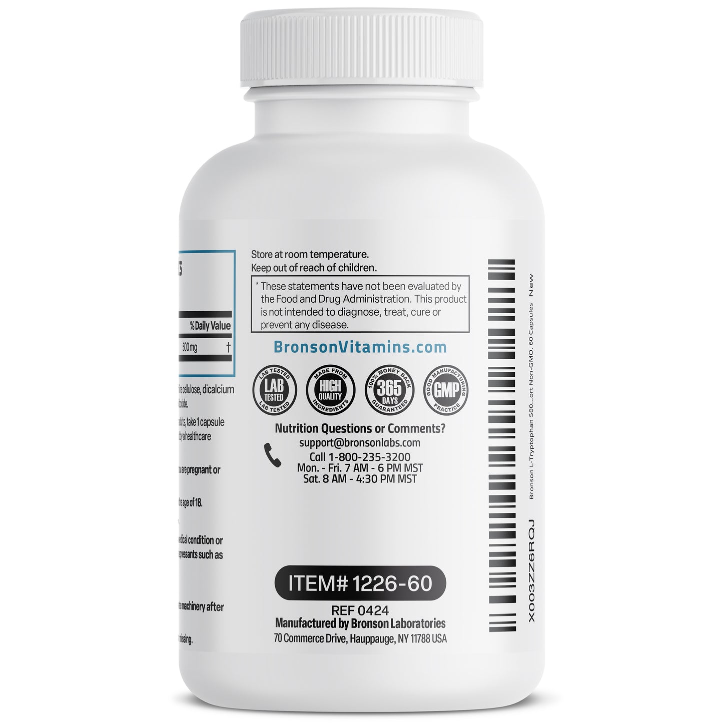 L-Tryptophan 500 MG – Bronson Vitamins | Quality Vitamins and ...
