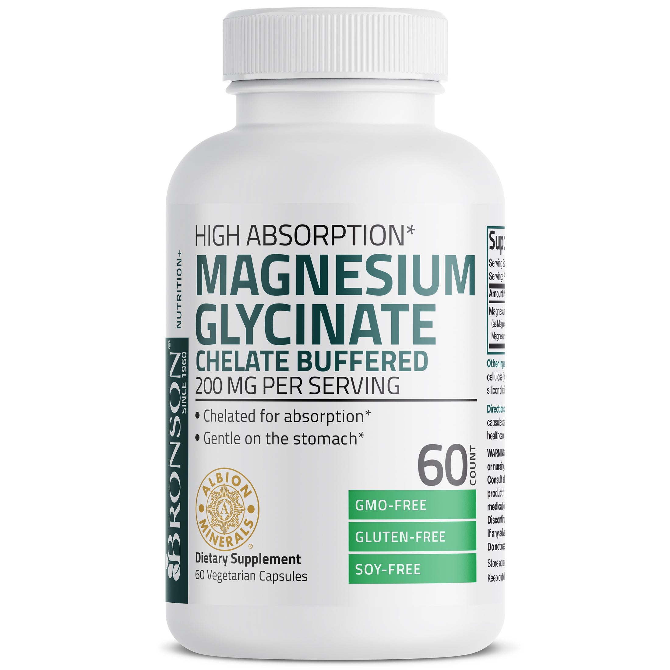 Magnesium Glycinate High Absorption 200 MG – Bronson Vitamins | Quality ...