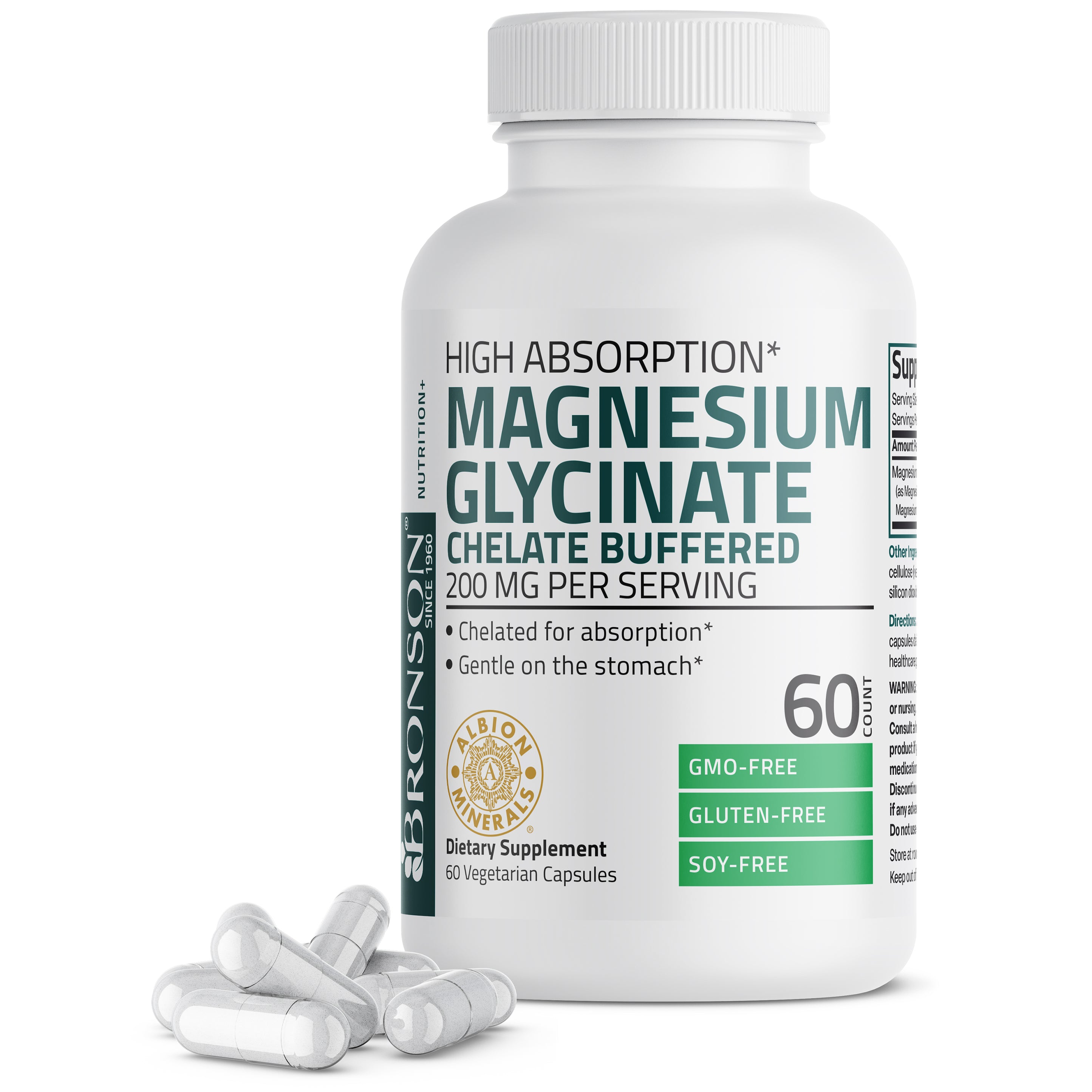 Magnesium Glycinate High Absorption 200 MG – Bronson Vitamins | Quality ...