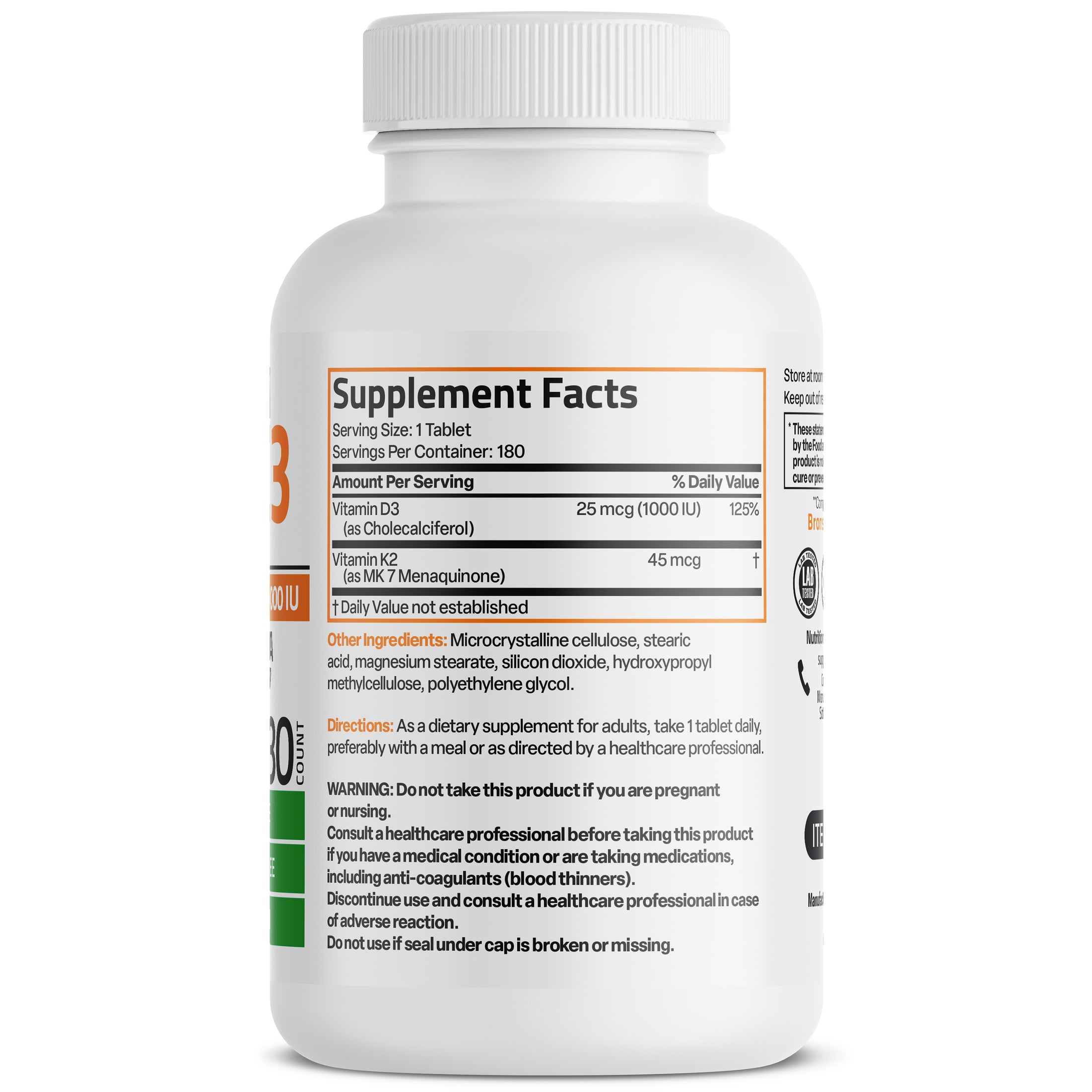 Vitamin K2 (MK7) 45mcg with Vitamin D3 1000 IU – Bronson Vitamins ...