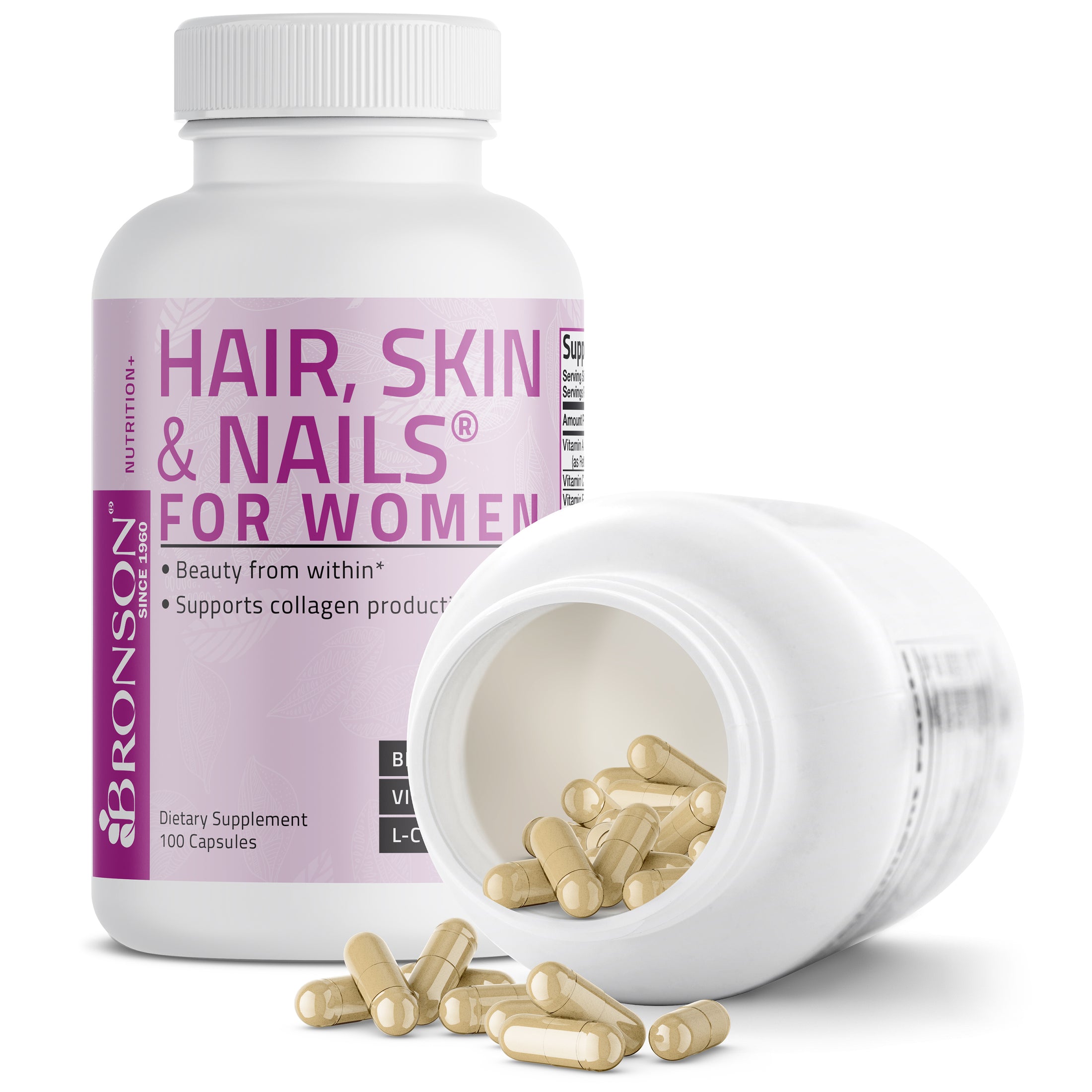 Bronson Hair, Skin & Nails for Women - 100 Capsules | Beauty & Skincare ...
