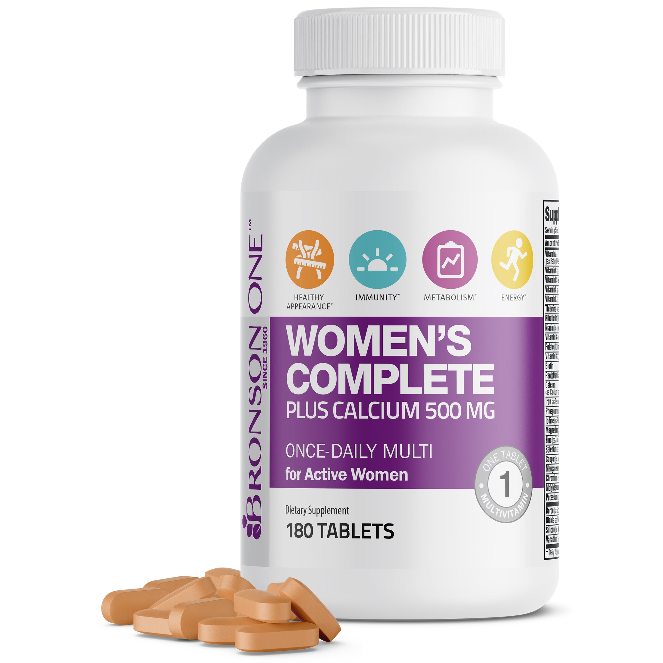 Bronson ONE™ Women's Complete MultiVitamin MultiMineral - 180 Tablets ...