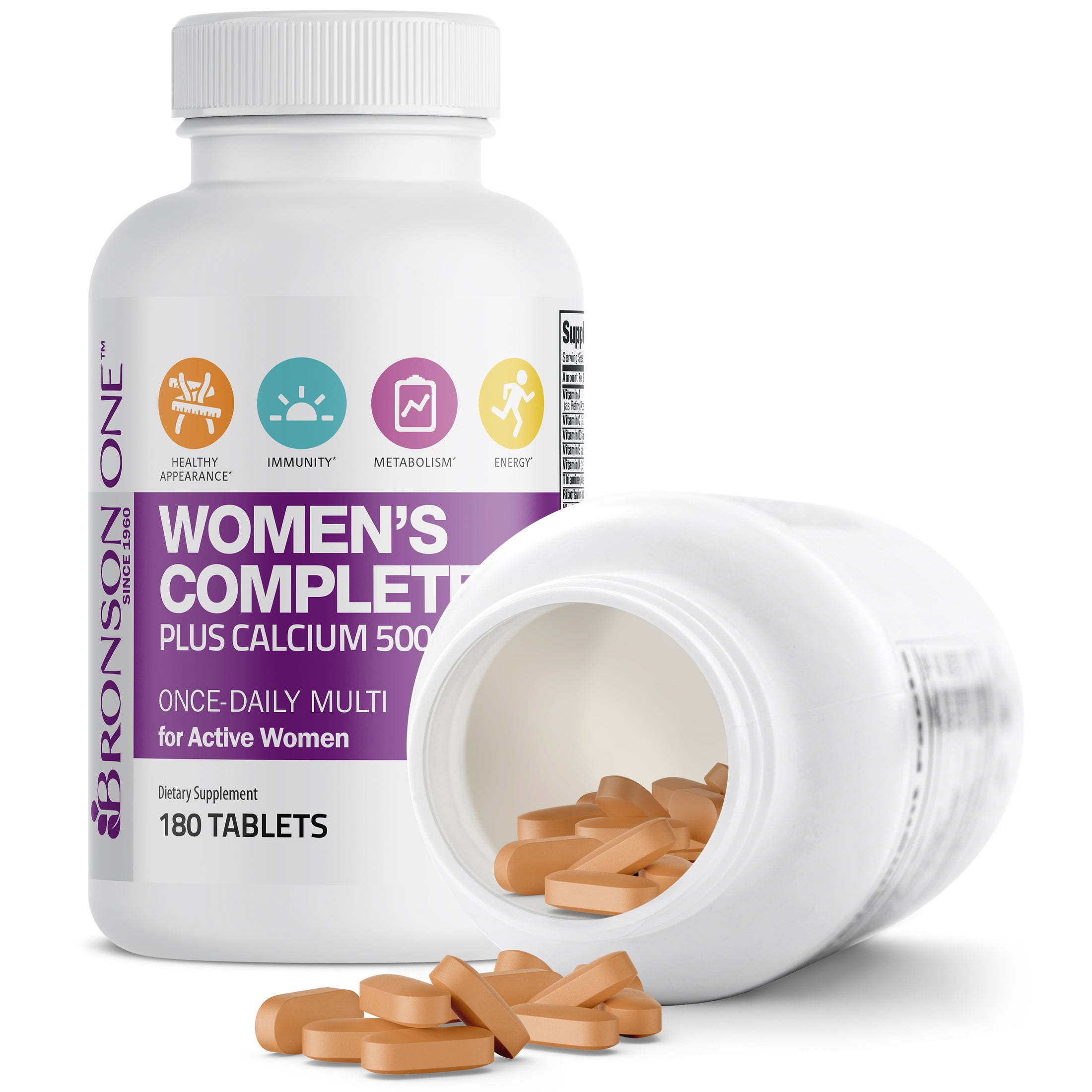Bronson ONE™ Women's Complete MultiVitamin MultiMineral - 180 Tablets – Bronson Vitamins ...